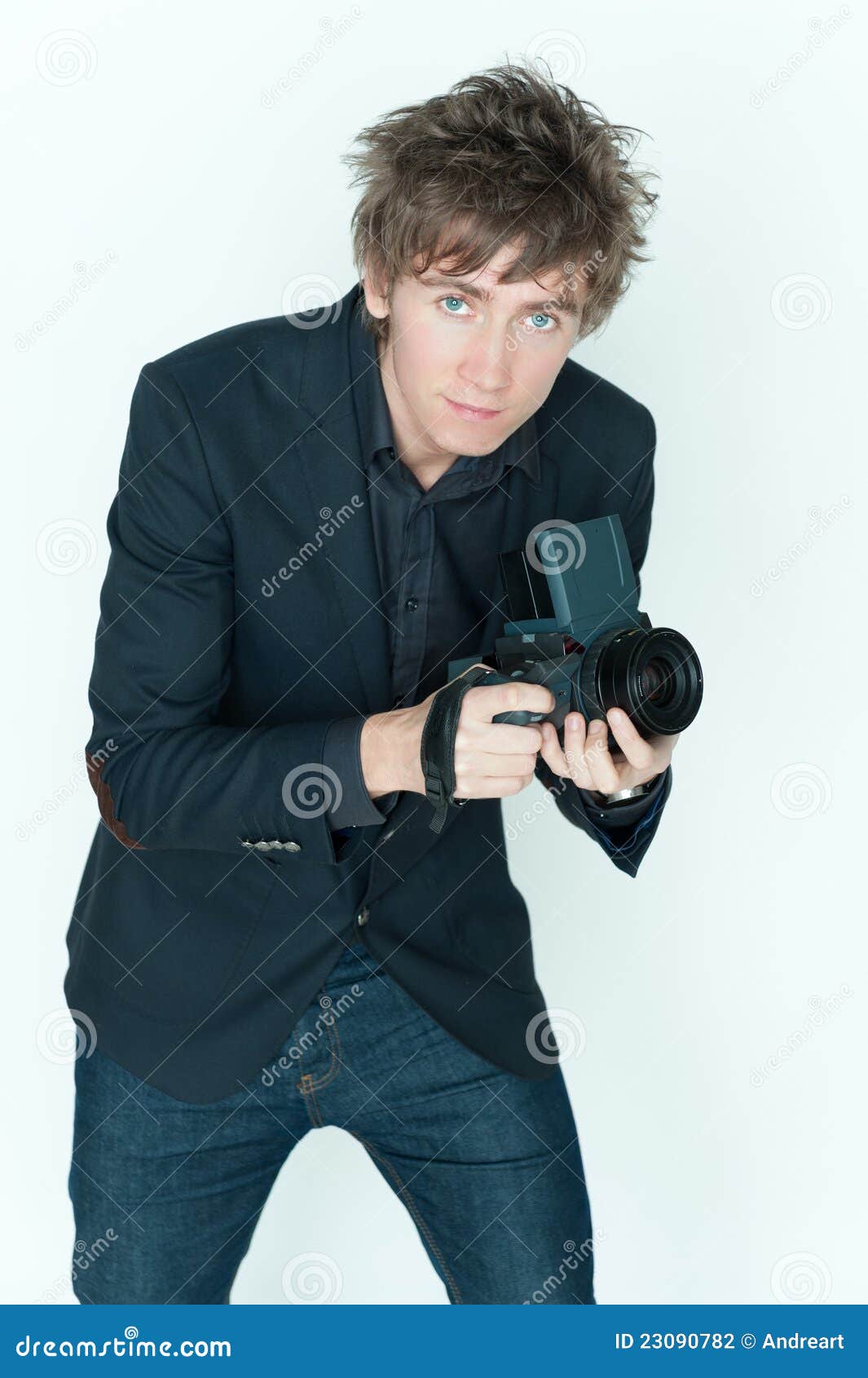 Young Casual Male Photographer Stock Photo - Image of camera, hobbyist ...