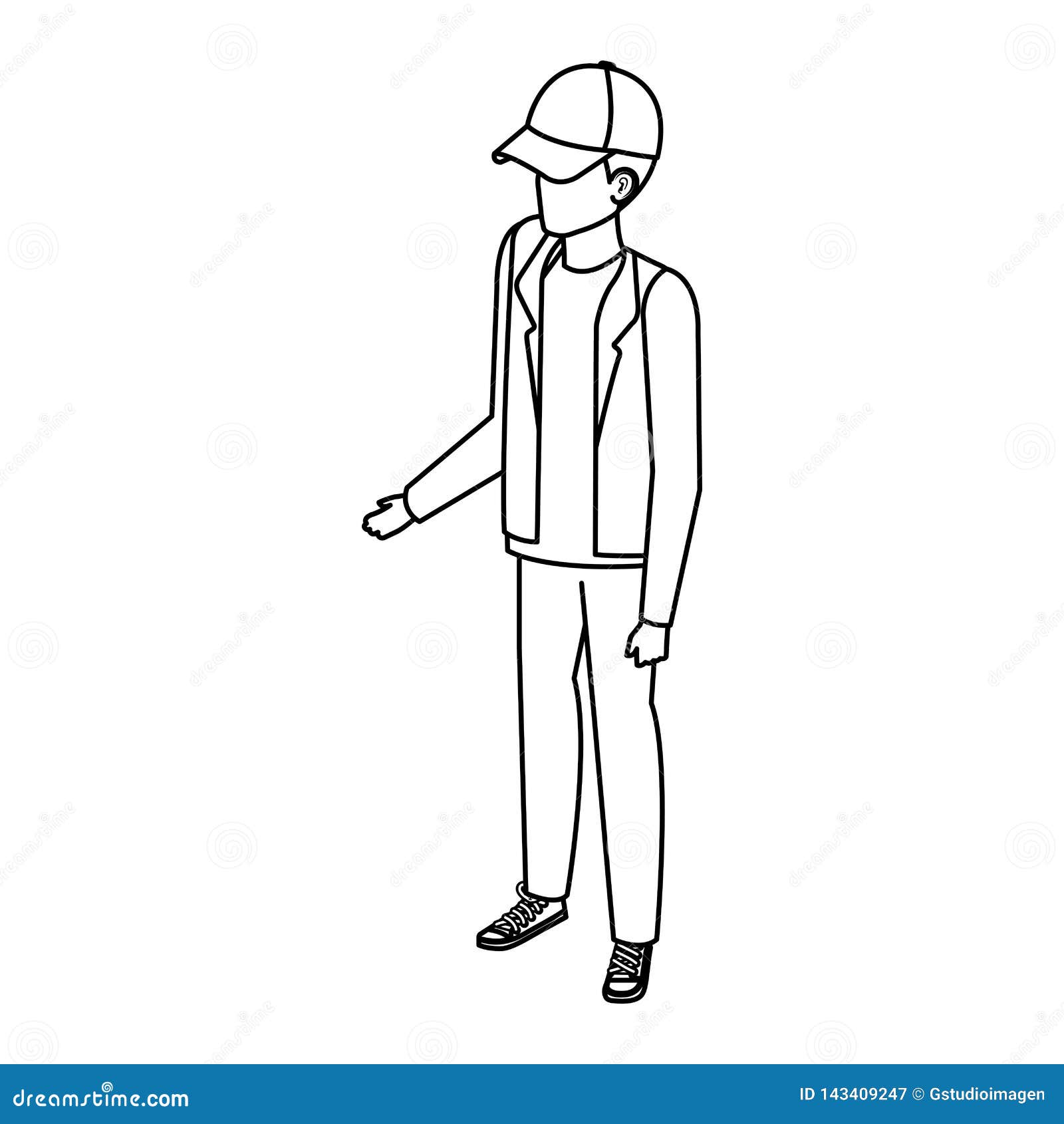 Young and Casual Man with Cap Stock Vector - Illustration of gesture ...