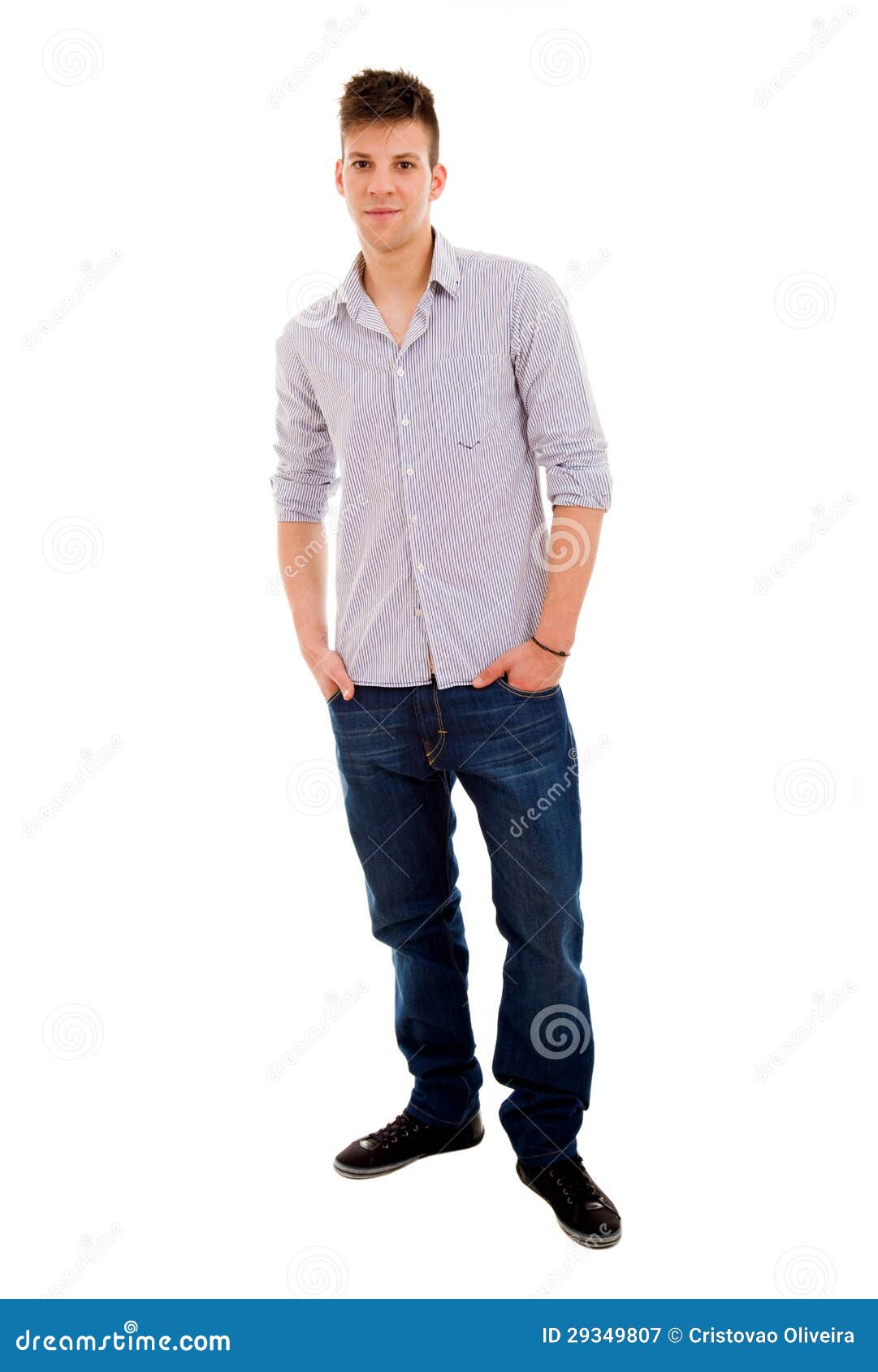 Young casual man full body stock image. Image of pensive - 29349807