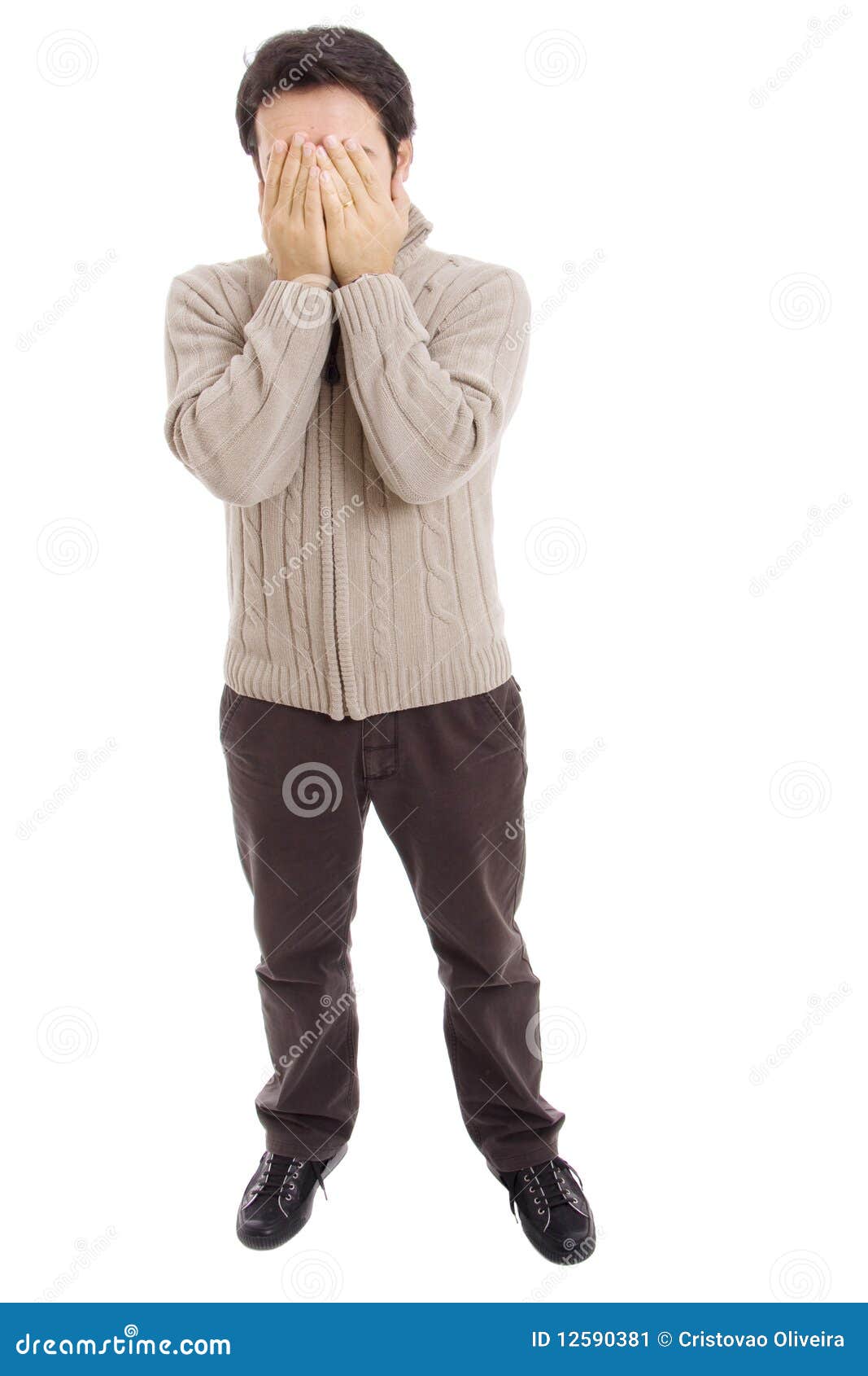 Young Casual Man Full Body in Agony Stock Image - Image of migraine ...