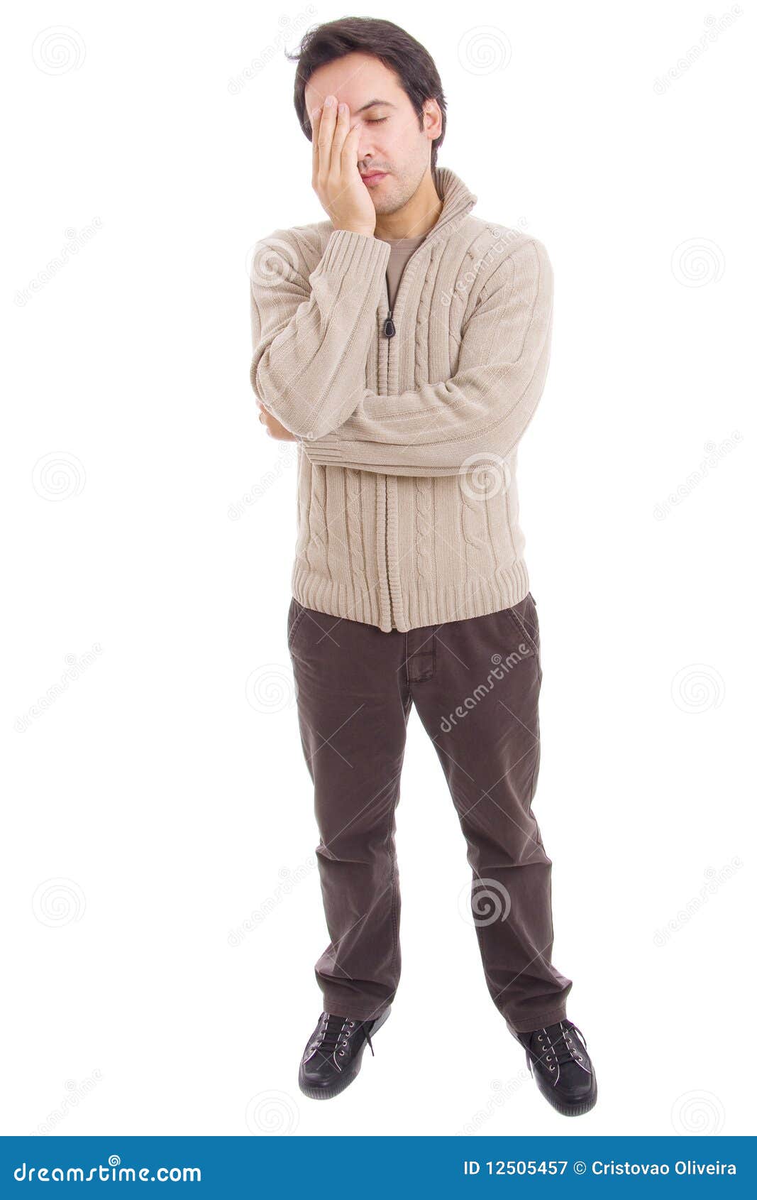 Young Casual Man Full Body with a Headache Stock Image - Image of ...