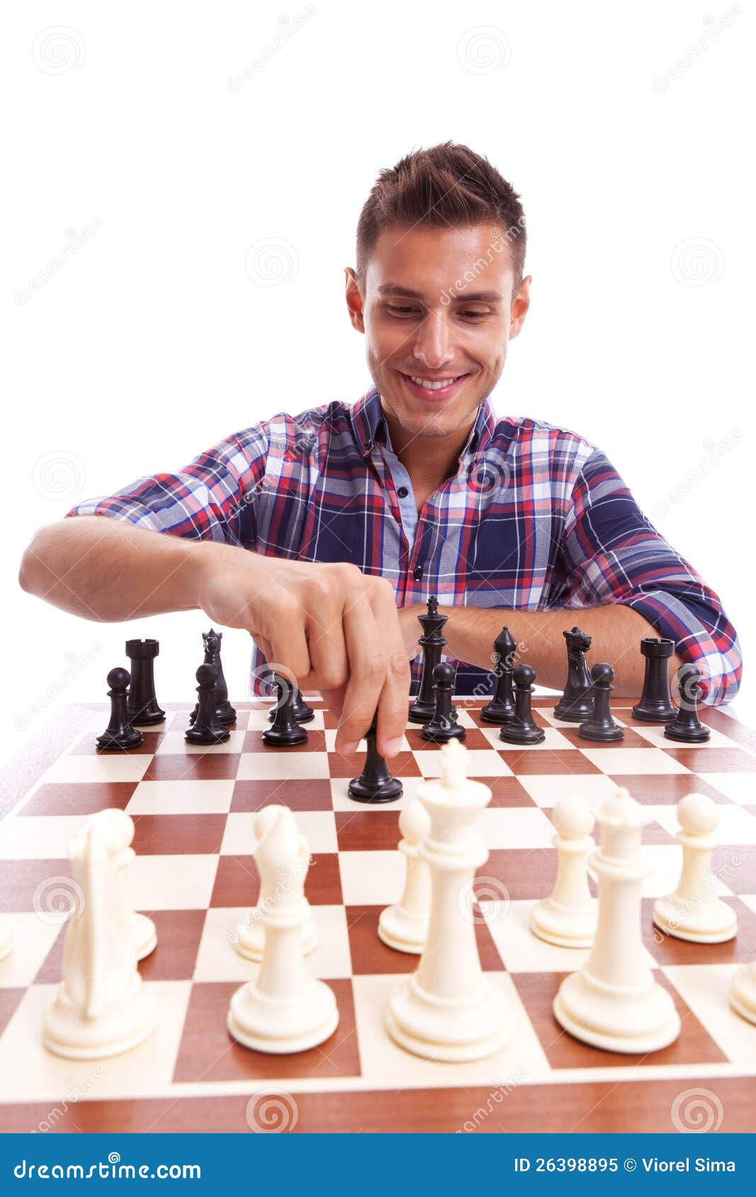 Young Casual Man Playing Chess Stock Image - Image of life, lively ...
