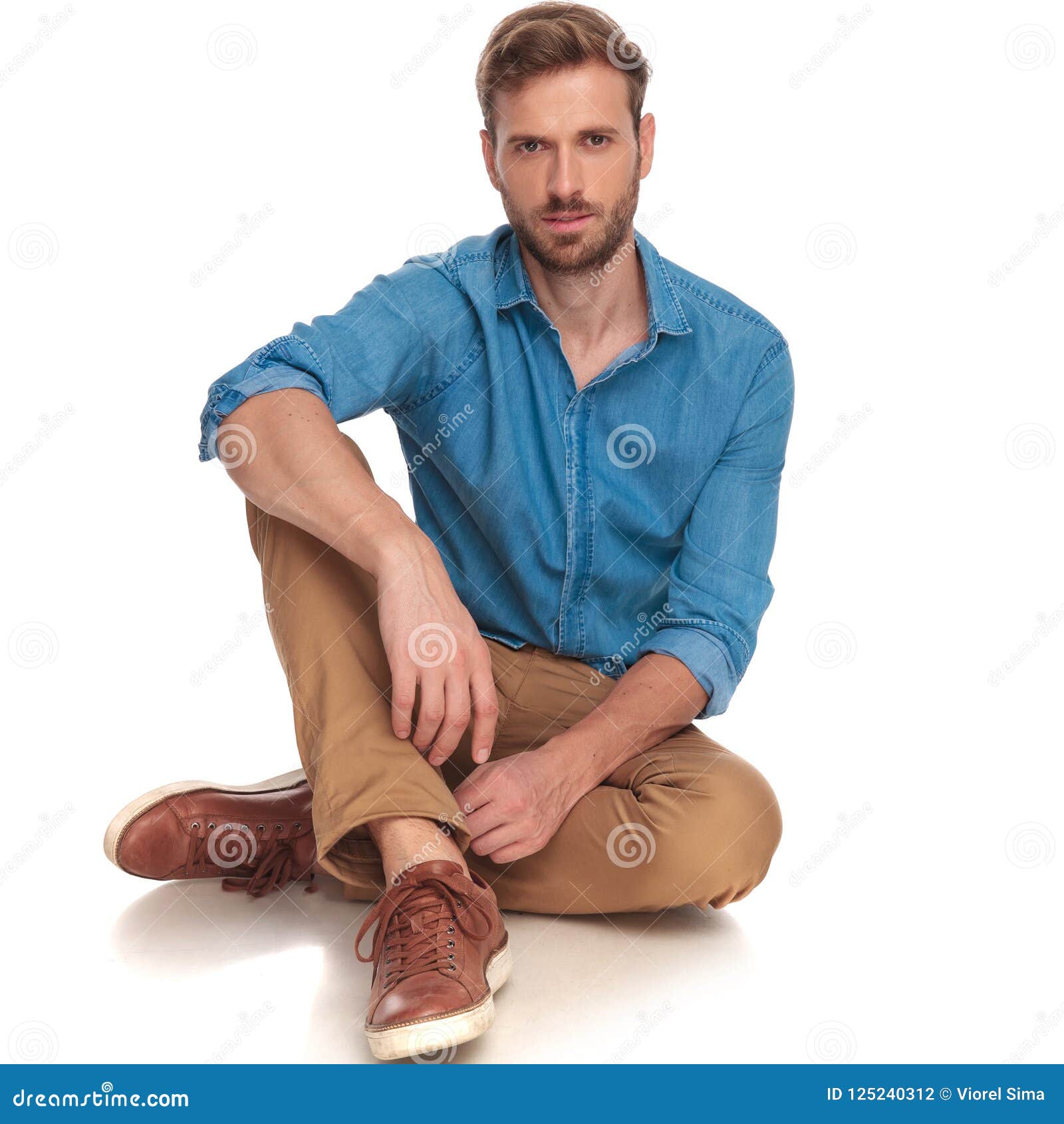 Young Casual Man Resting on the Floor Stock Photo - Image of lying ...