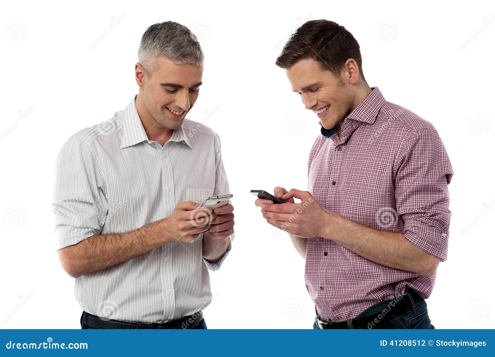 Young Casual Men Using Their Smart Phone Stock Photo - Image of ...