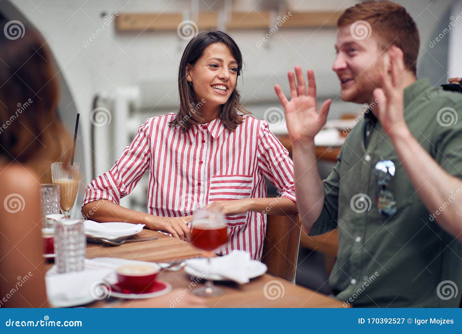 Young People Relax in Cafe Communicating Stock Image - Image of friend ...