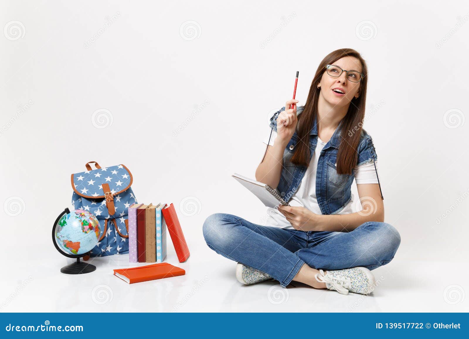 Young Casual Smart Woman Student Recalling Pondering Thinking Looking ... Young Casual Smart Woman Student Recalling Pondering Thinking Looking ...