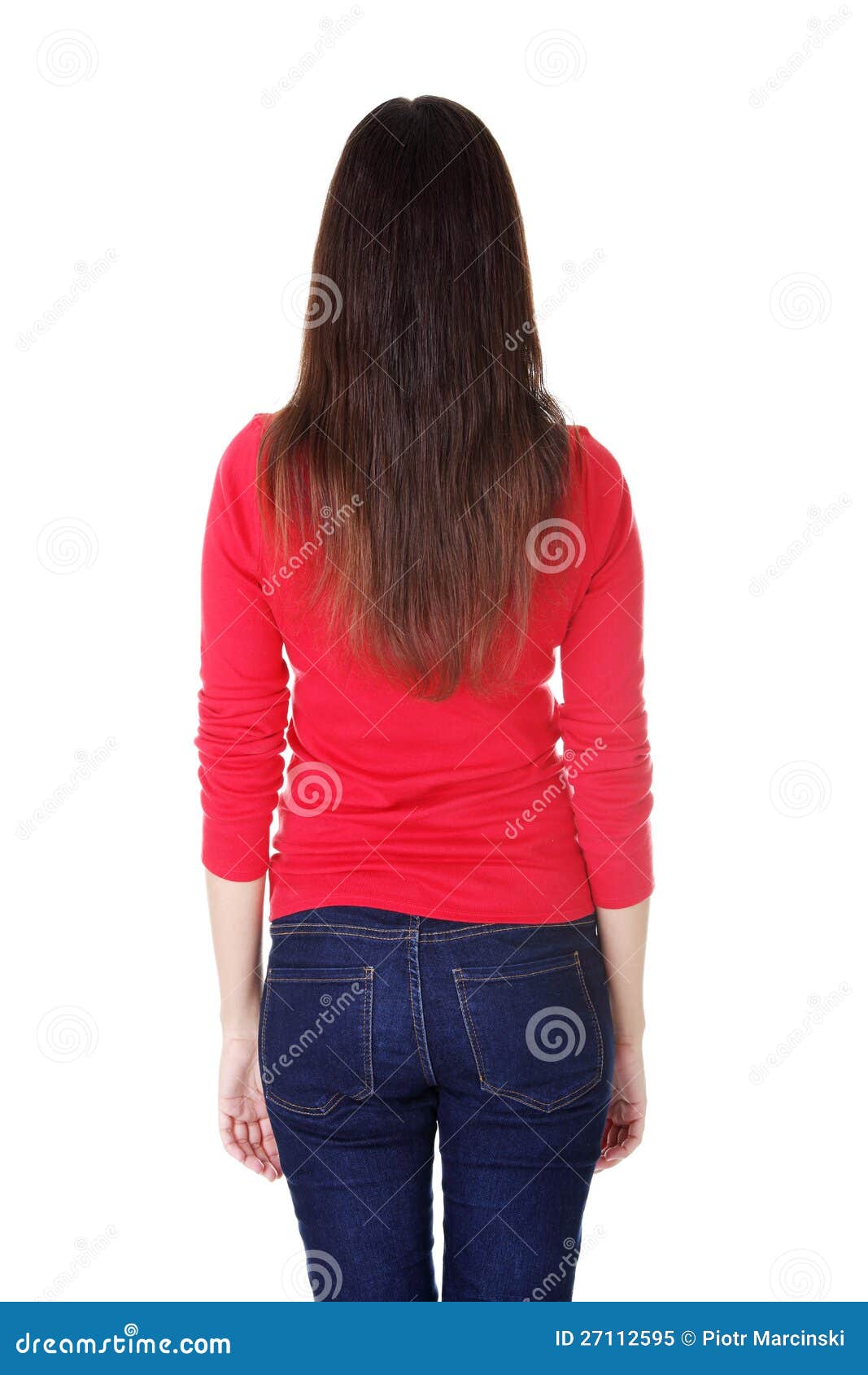 Young Casual Woman from Behind Stock Image - Image of natural, adult ...