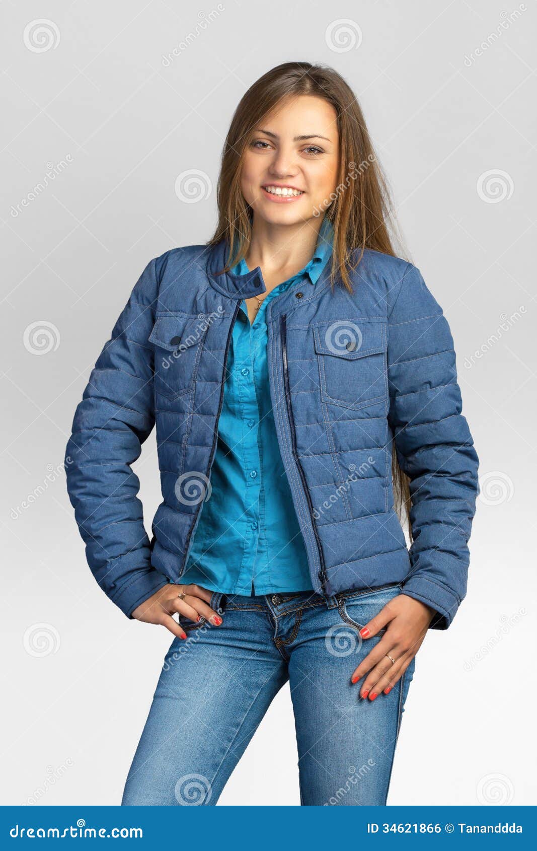 Young Casual Woman in a Jacket. Stock Photo - Image of portrait ...