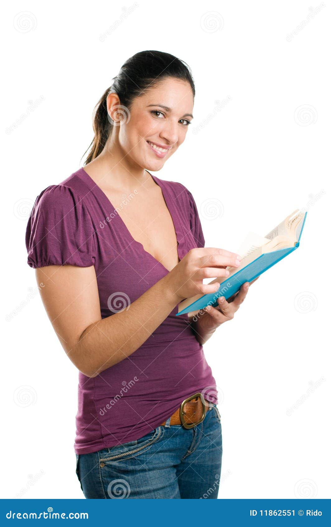 Young Casual Woman Reading a Book Stock Image - Image of learn ...