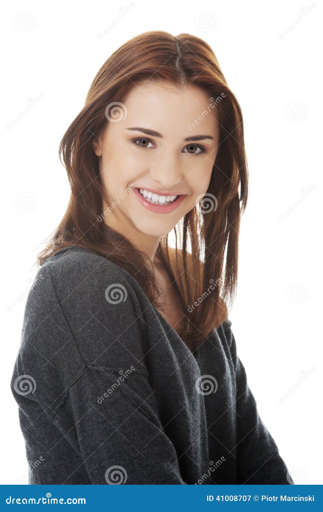 Young Casual Woman Style. Studio Portrait Stock Image - Image of single ...