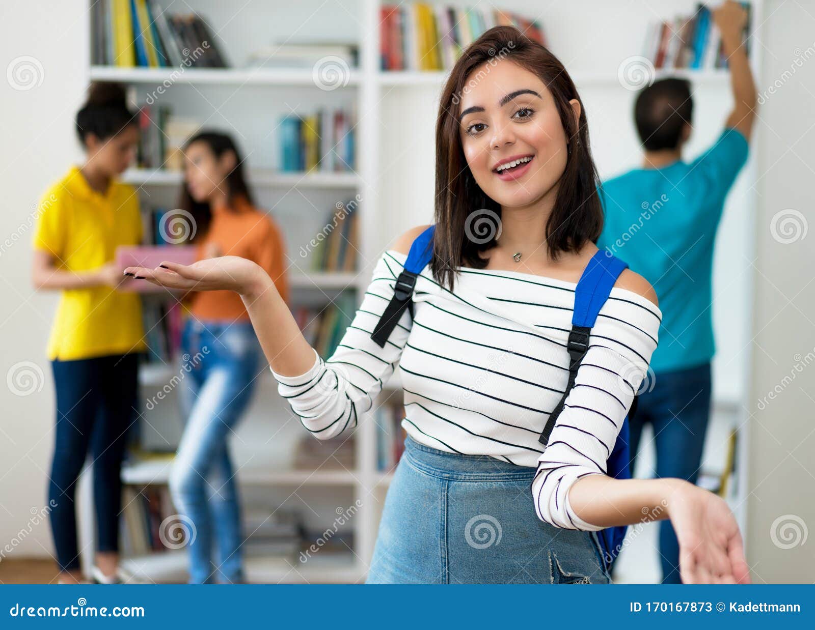 Young Caucasian Female Student with Group of Students Stock Image ...