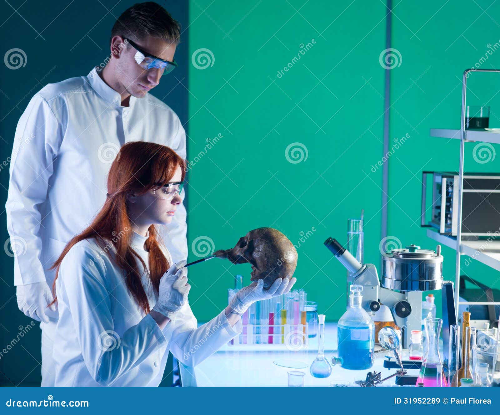 Young Caucasian Forensic Scientics Stock Image - Image of crime, head ...