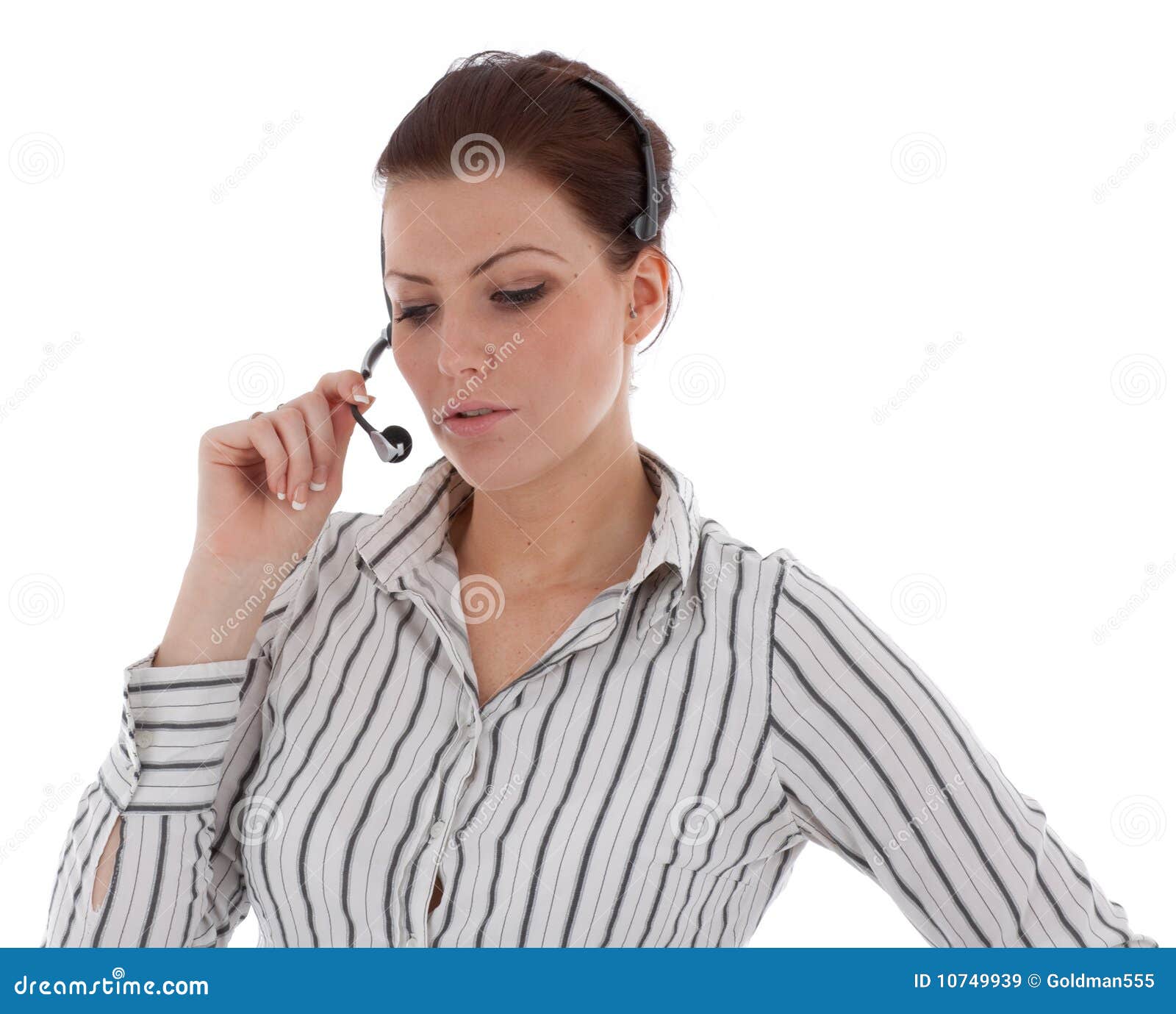 Young Caucasian Girl Working in the Call Center Stock Image - Image of ...