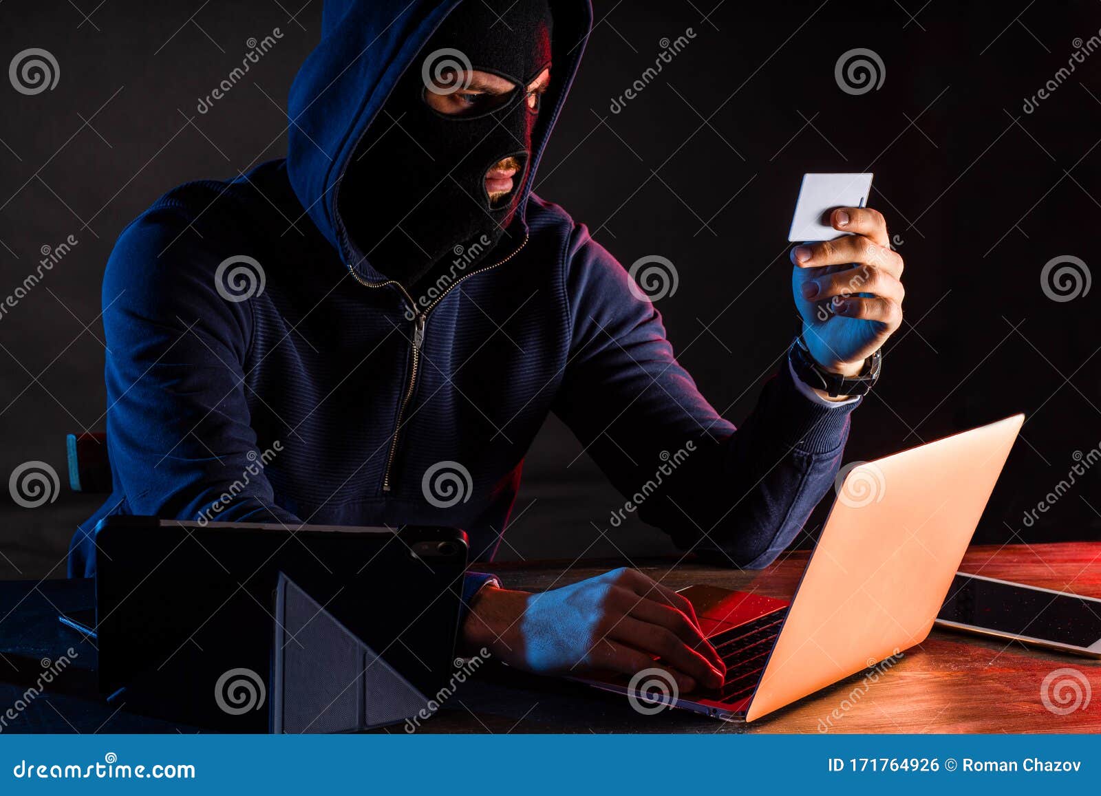 Serious Hacker Programmer Engaged in Crime Stock Photo - Image of ...