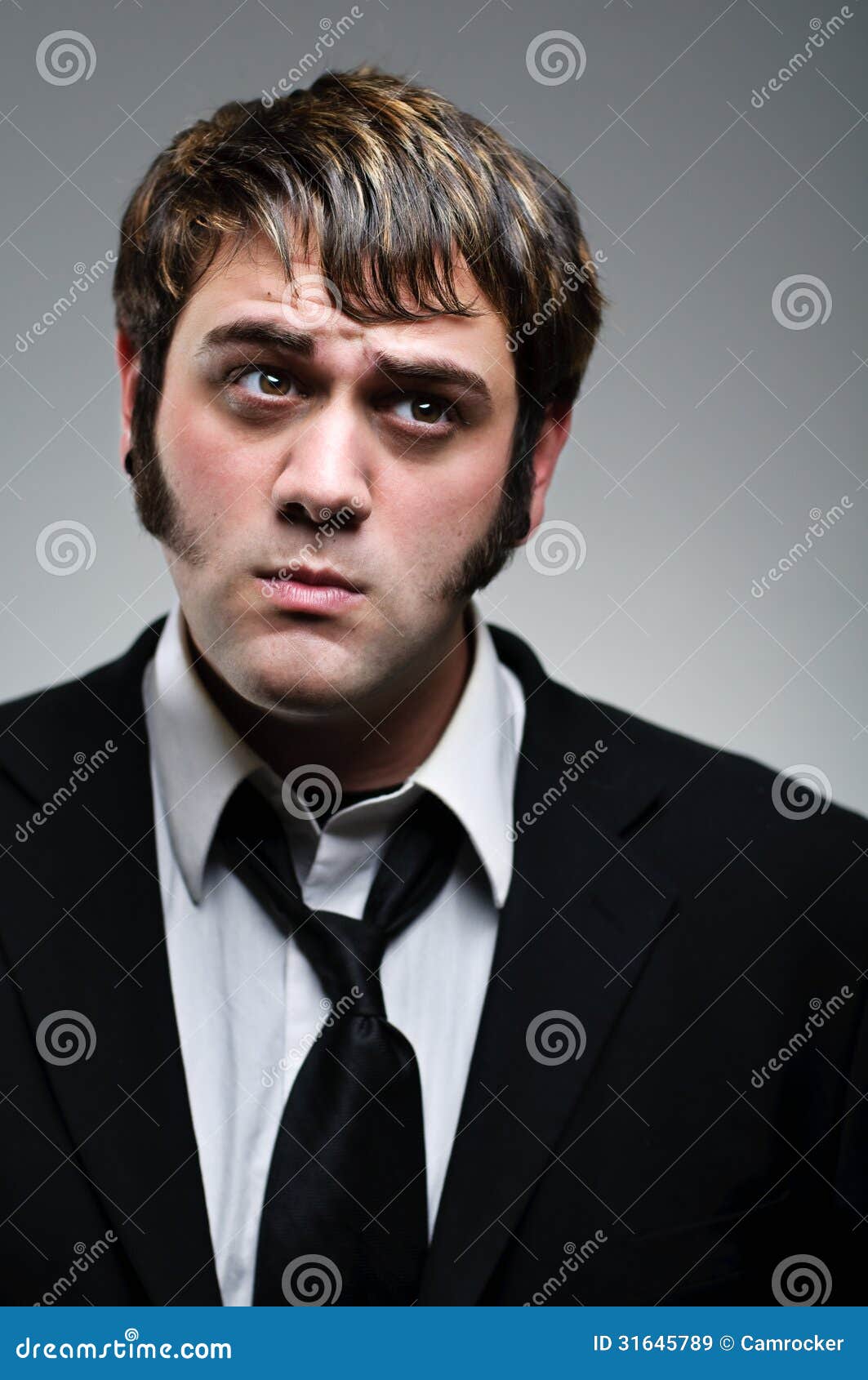 Young Caucasian Man with Pouting Face Stock Image - Image of burns ...