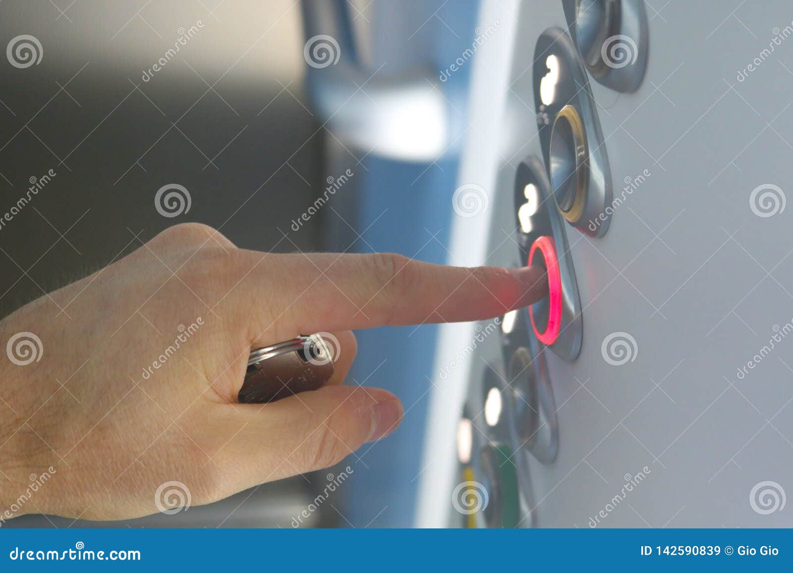 Man Pressing Lift Button, Hand Close Up Stock Image - Image of ...