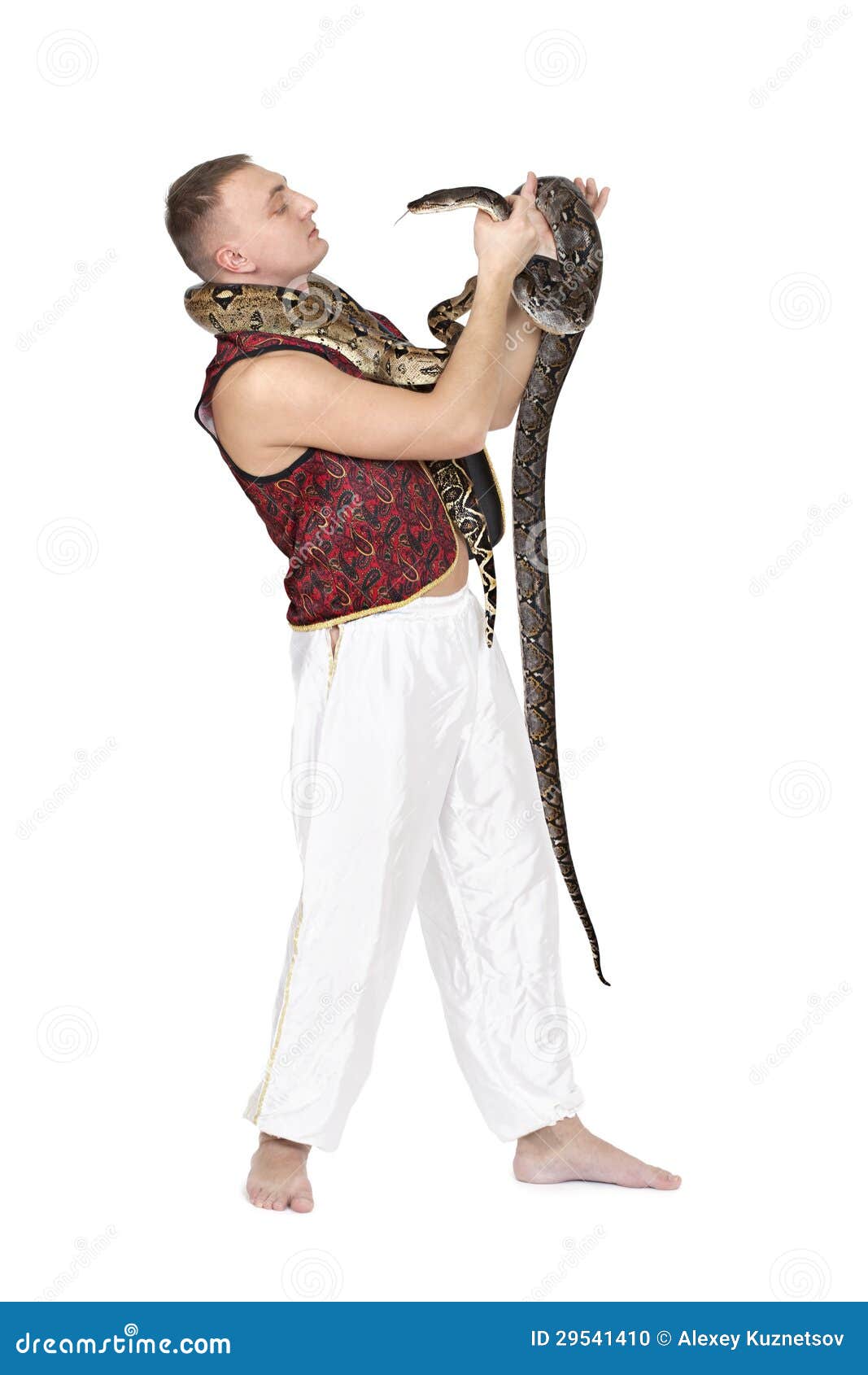 Young Caucasian Man with Snakes Stock Photo - Image of muscular, pets ...