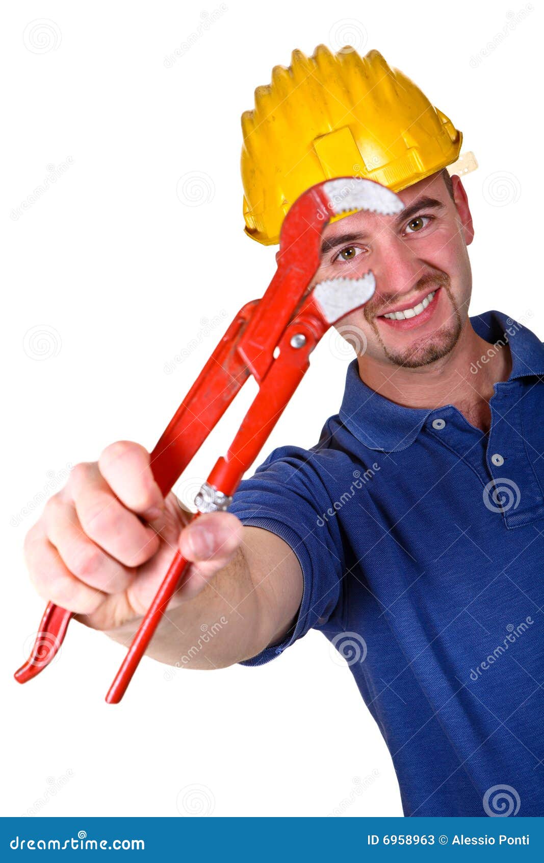 Young Caucasian Man Tool 04 Stock Image - Image of handyman, blue: 6958963