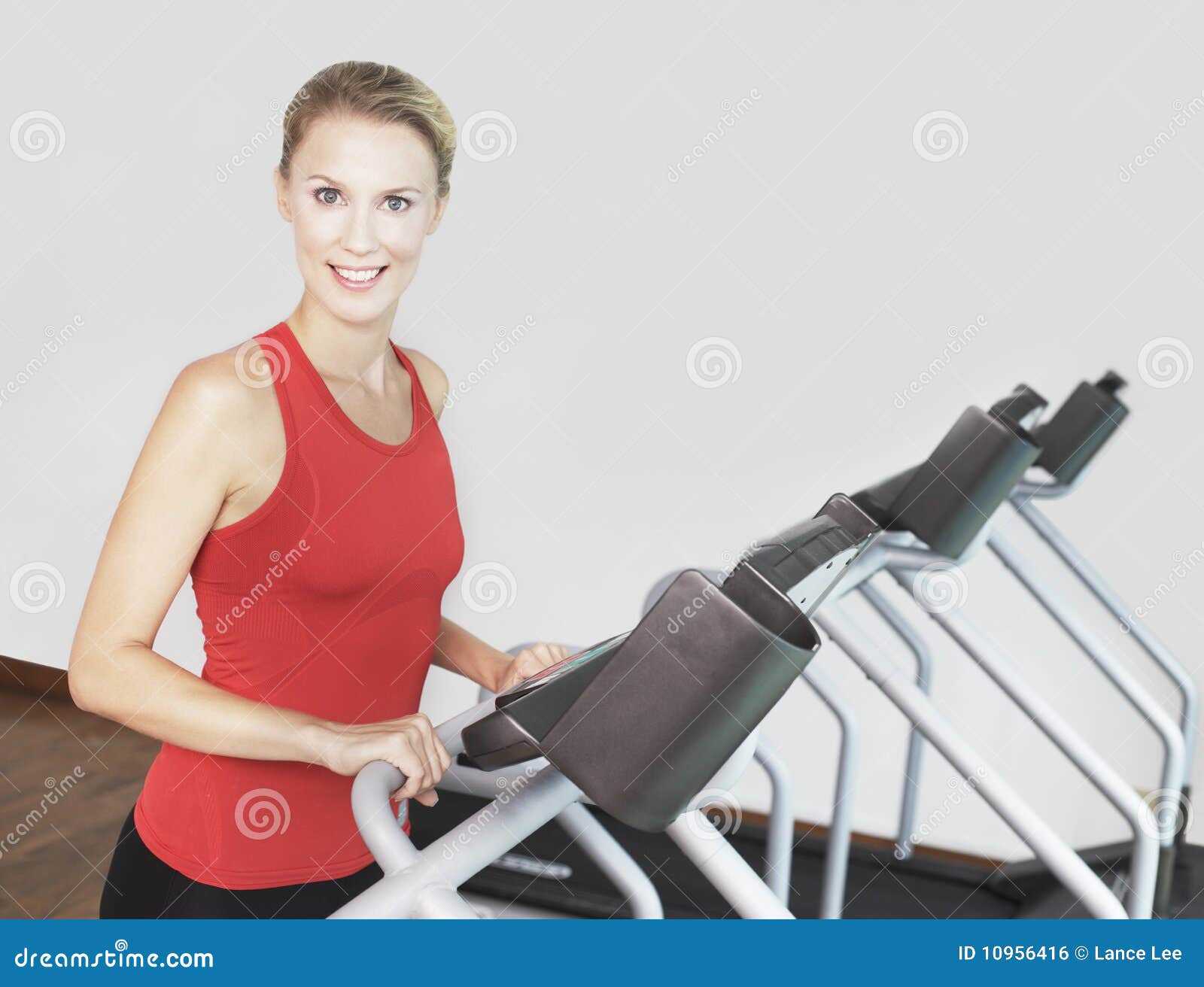 Young Caucasian Model Running Threadmill Stock Photo - Image of active ...