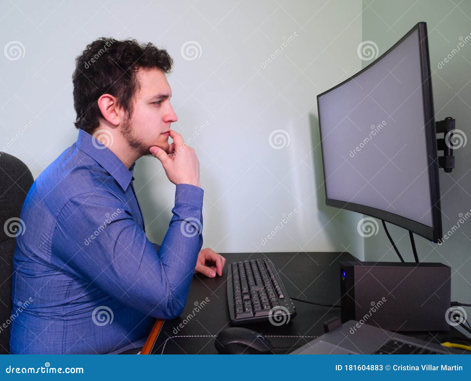 Young Caucasian Programer Man Thinking about a Work Problem Stock Image ...