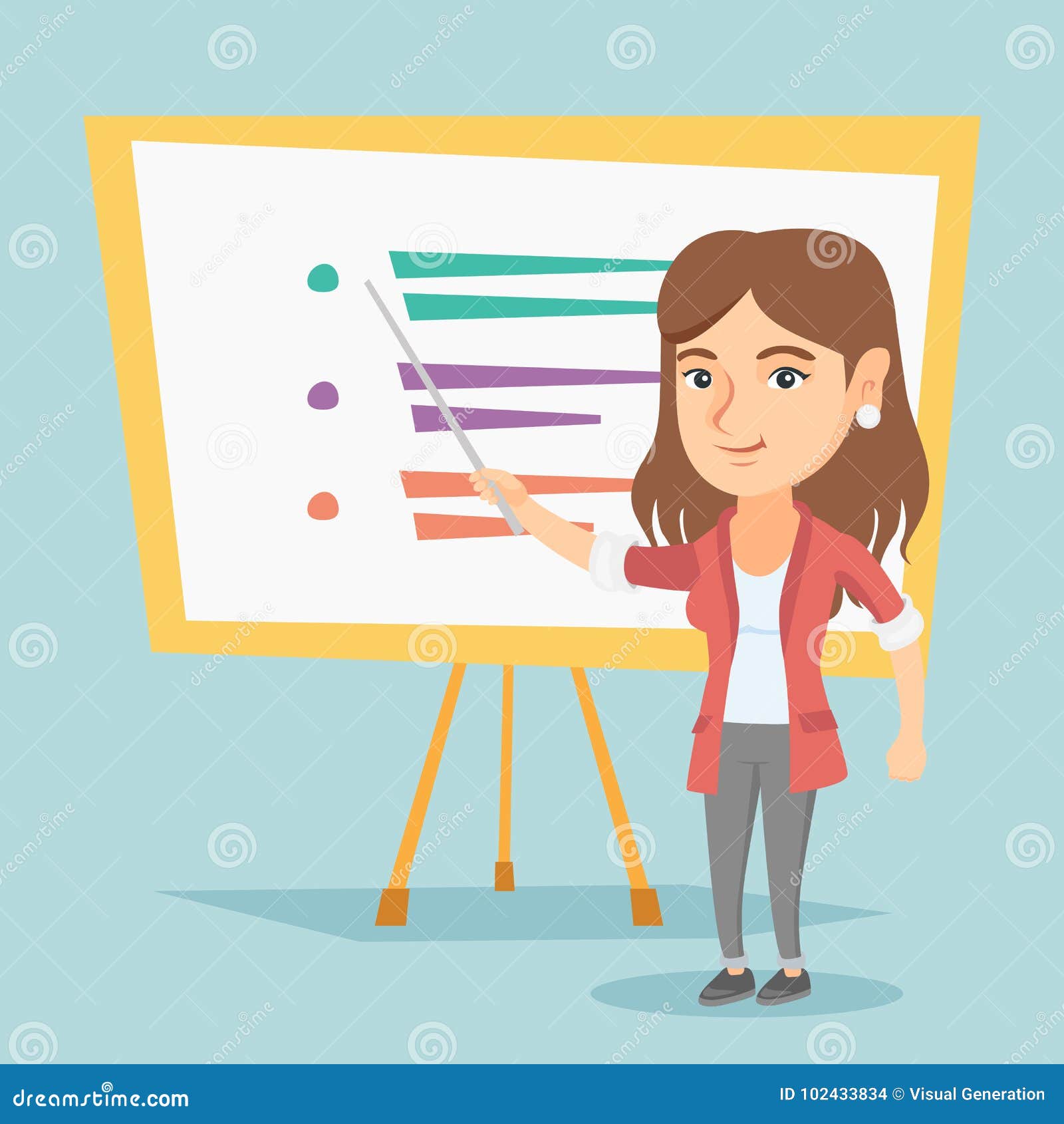 Caucasian Teacher or Student Pointing at Board. Stock Vector ...