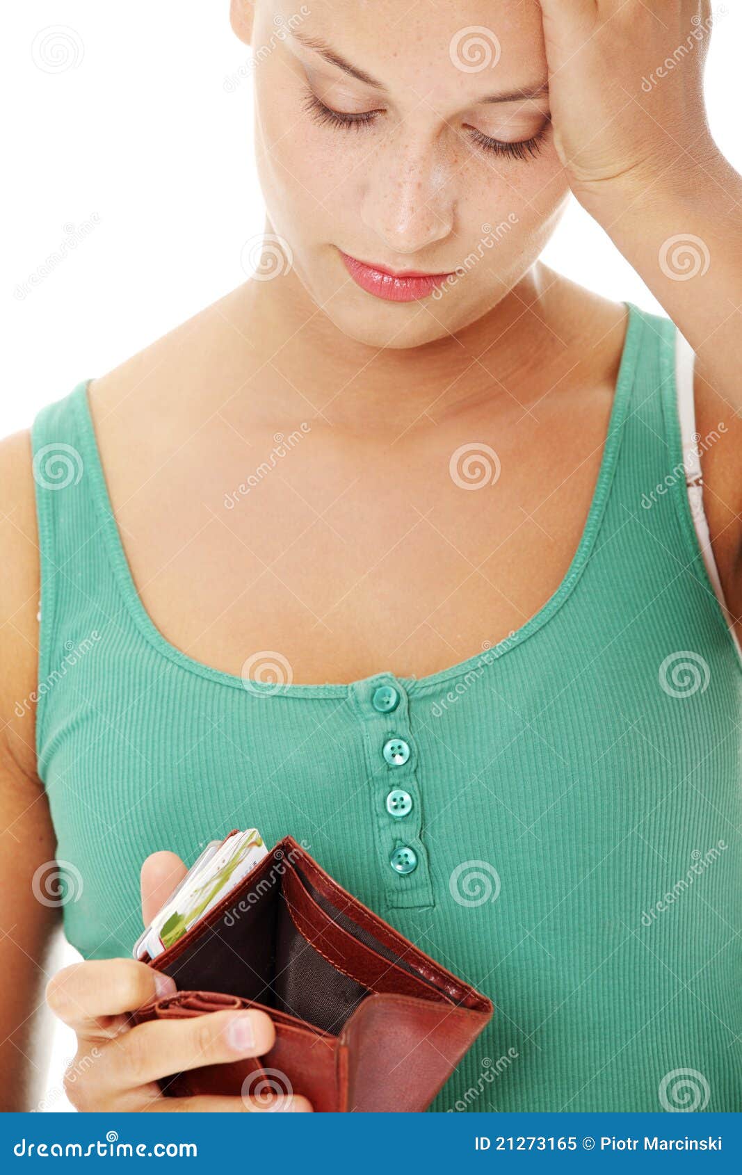 Young Caucasian Woman with Empty Wallet Stock Image - Image of pocket ...