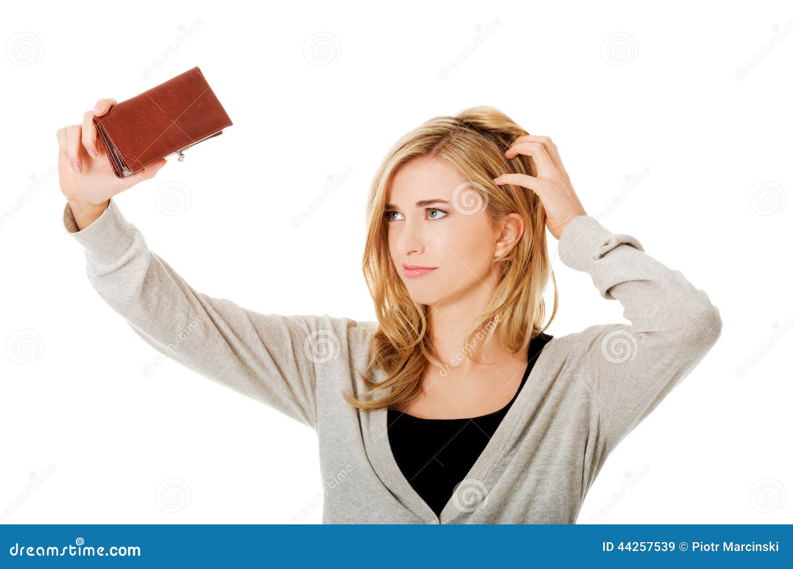 Young Caucasian Woman with Empty Wallet Stock Image - Image of credit ...
