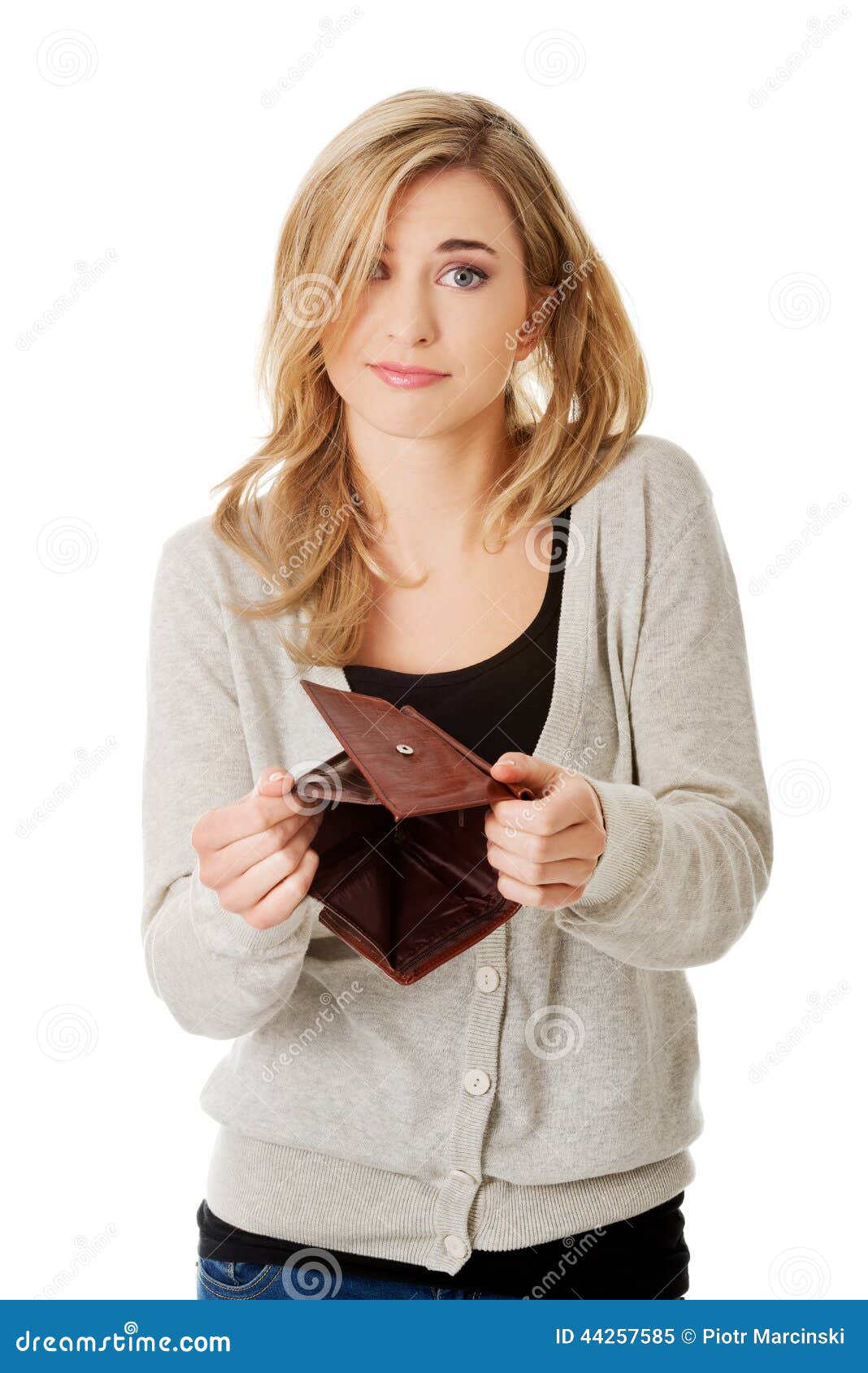 Young Caucasian Woman with Empty Wallet Stock Image - Image of female ...