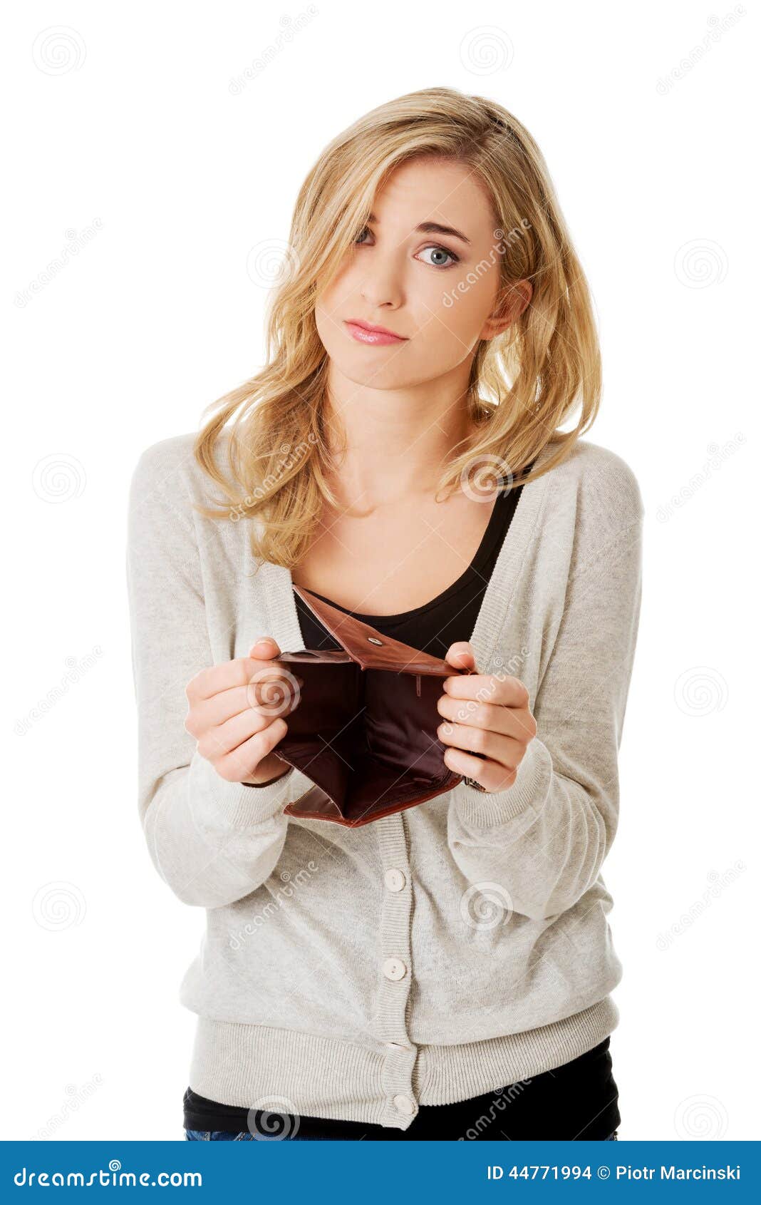 Young Caucasian Woman with Empty Wallet Stock Photo - Image of ...
