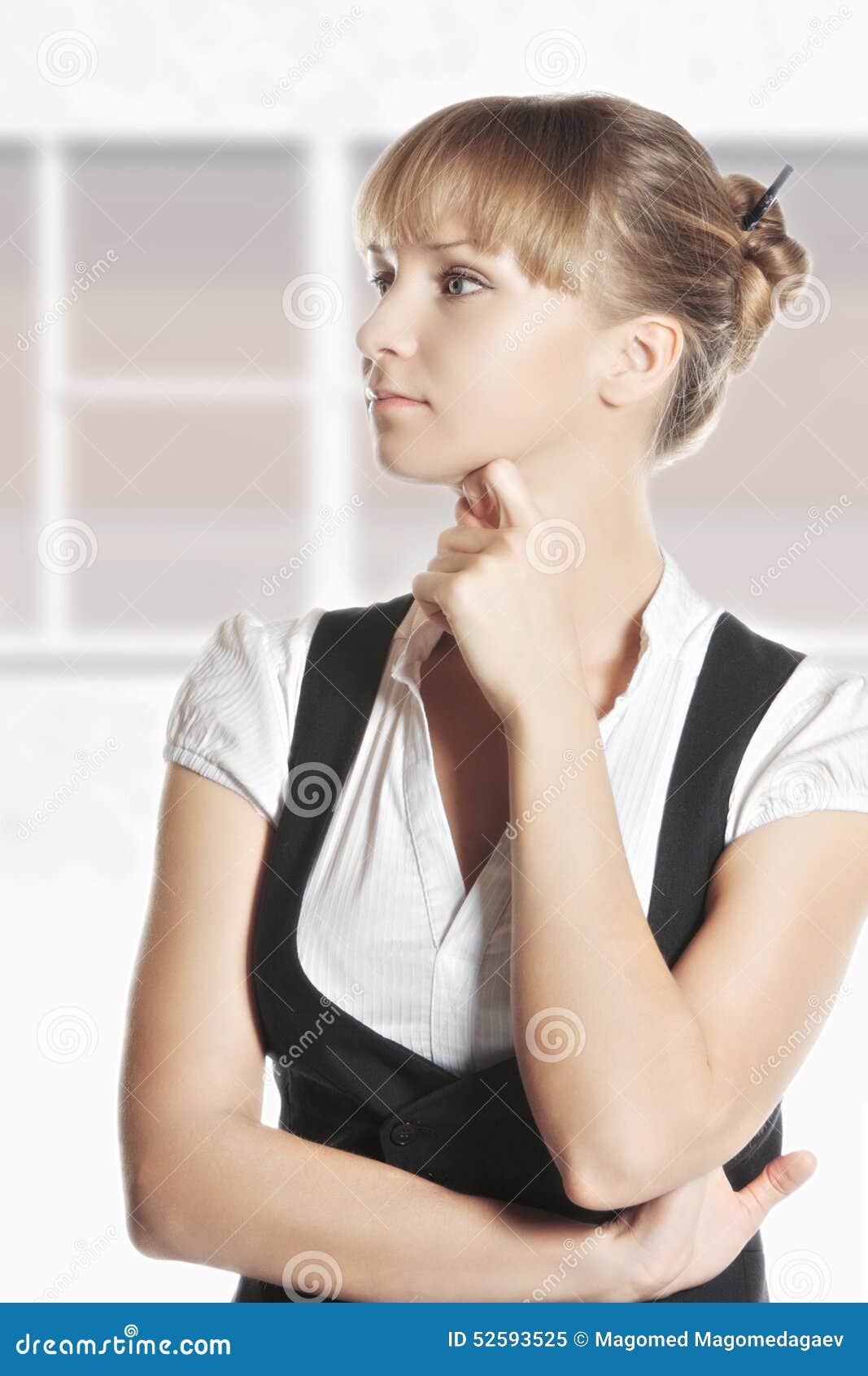 Young Caucasian Woman Looking Sideways Stock Image - Image of people ...
