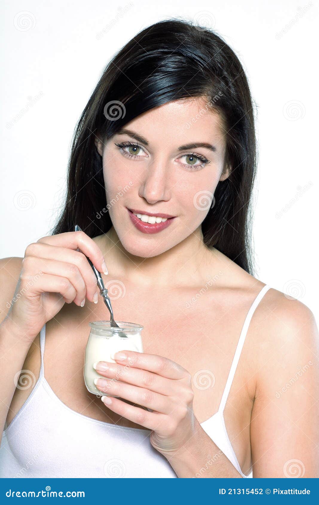 Young Caucasian Woman Portrait Eating Yogurt Stock Photo - Image of ... Young Caucasian Woman Portrait Eating Yogurt Stock Photo - Image of ...