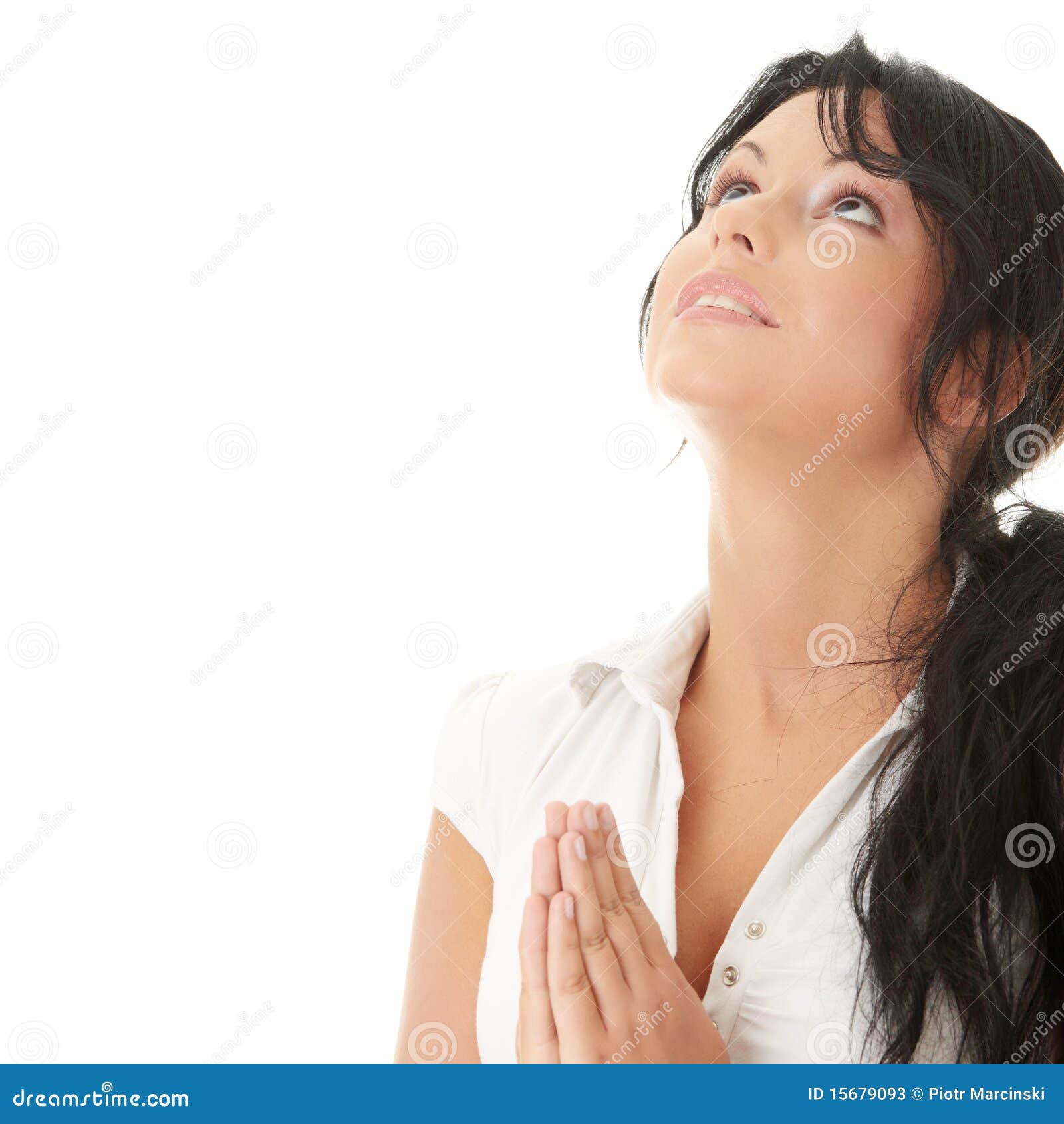 Young Caucasian Woman Praying Stock Image - Image of lady, hand: 15679093