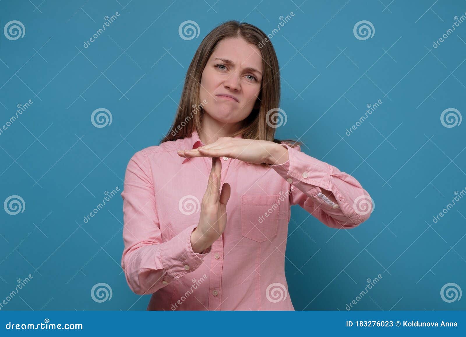 Young Caucasian Woman Showing a Timeout Gesture Stock Image - Image of ...