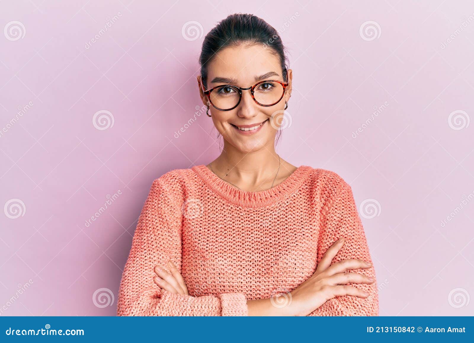 Young Caucasian Woman Wearing Casual Clothes And Glasses Happy Face