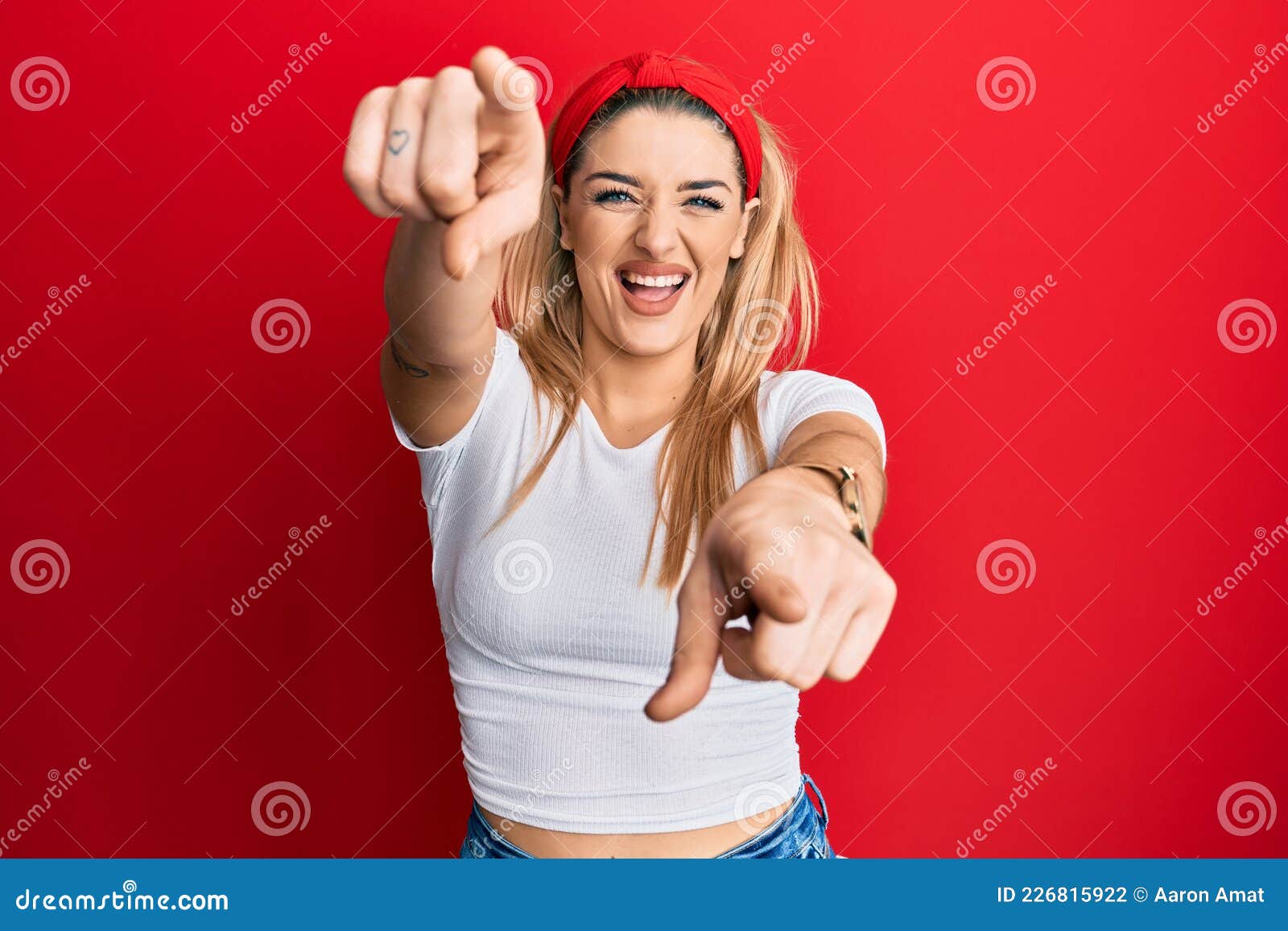 Young Caucasian Woman Wearing Casual White T Shirt Pointing To You And