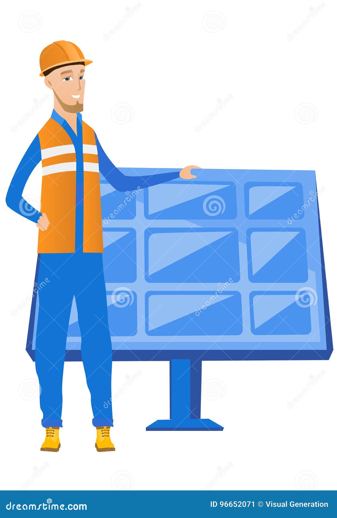 Young Caucasian Worker of Solar Power Plant. Stock Vector ...