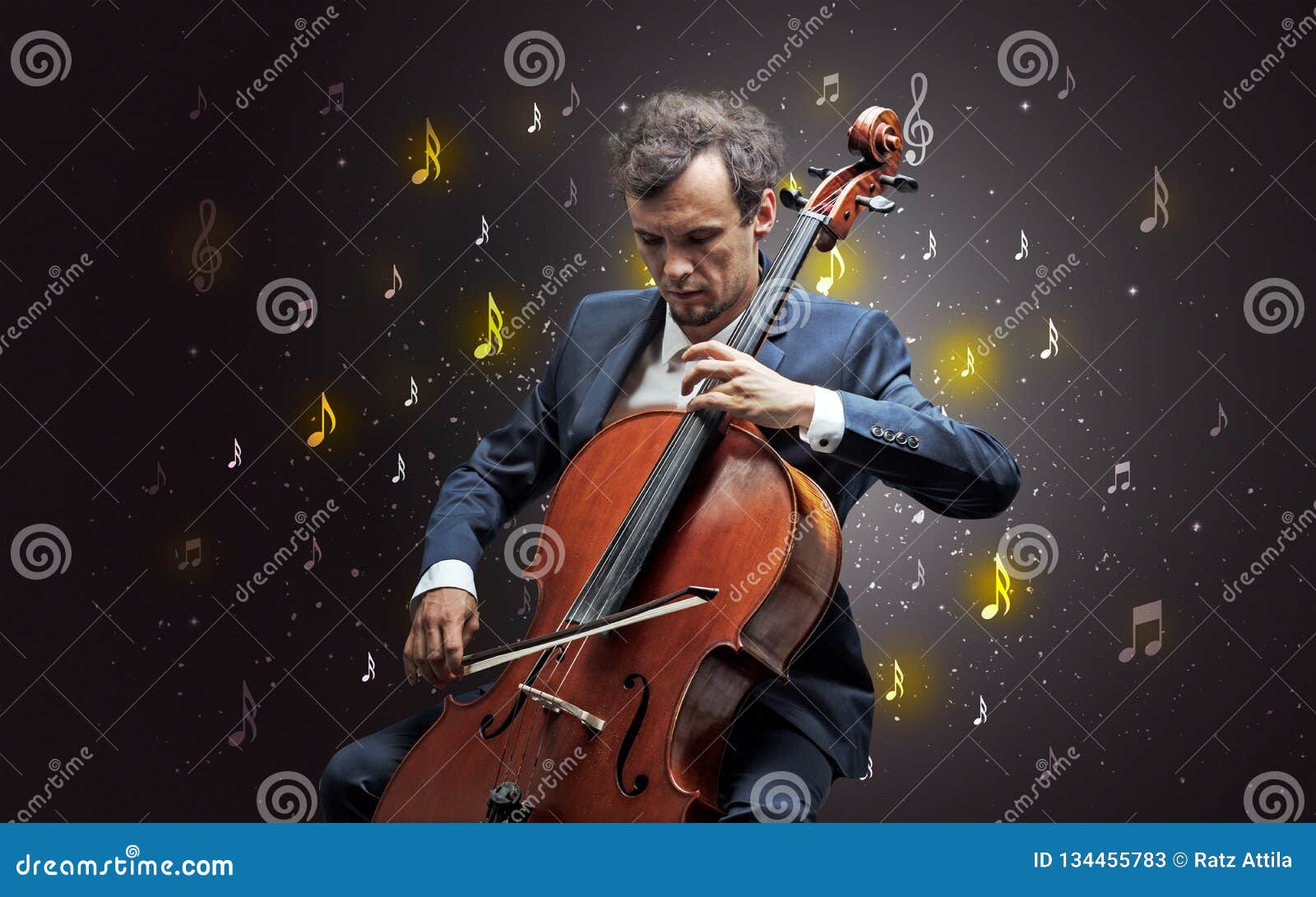 Falling Notes with Classical Musician Stock Image - Image of motion ...