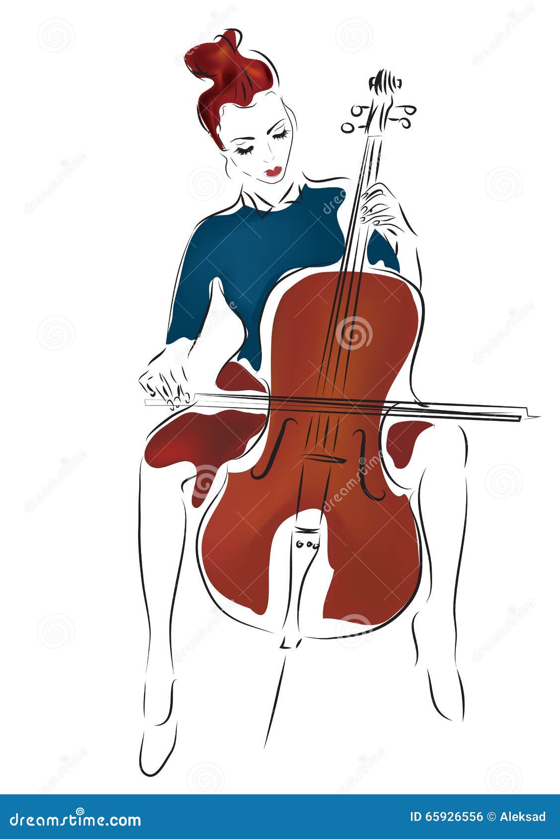 Young Cellist Vector Silhouette Siting And Playing Cello On White ...