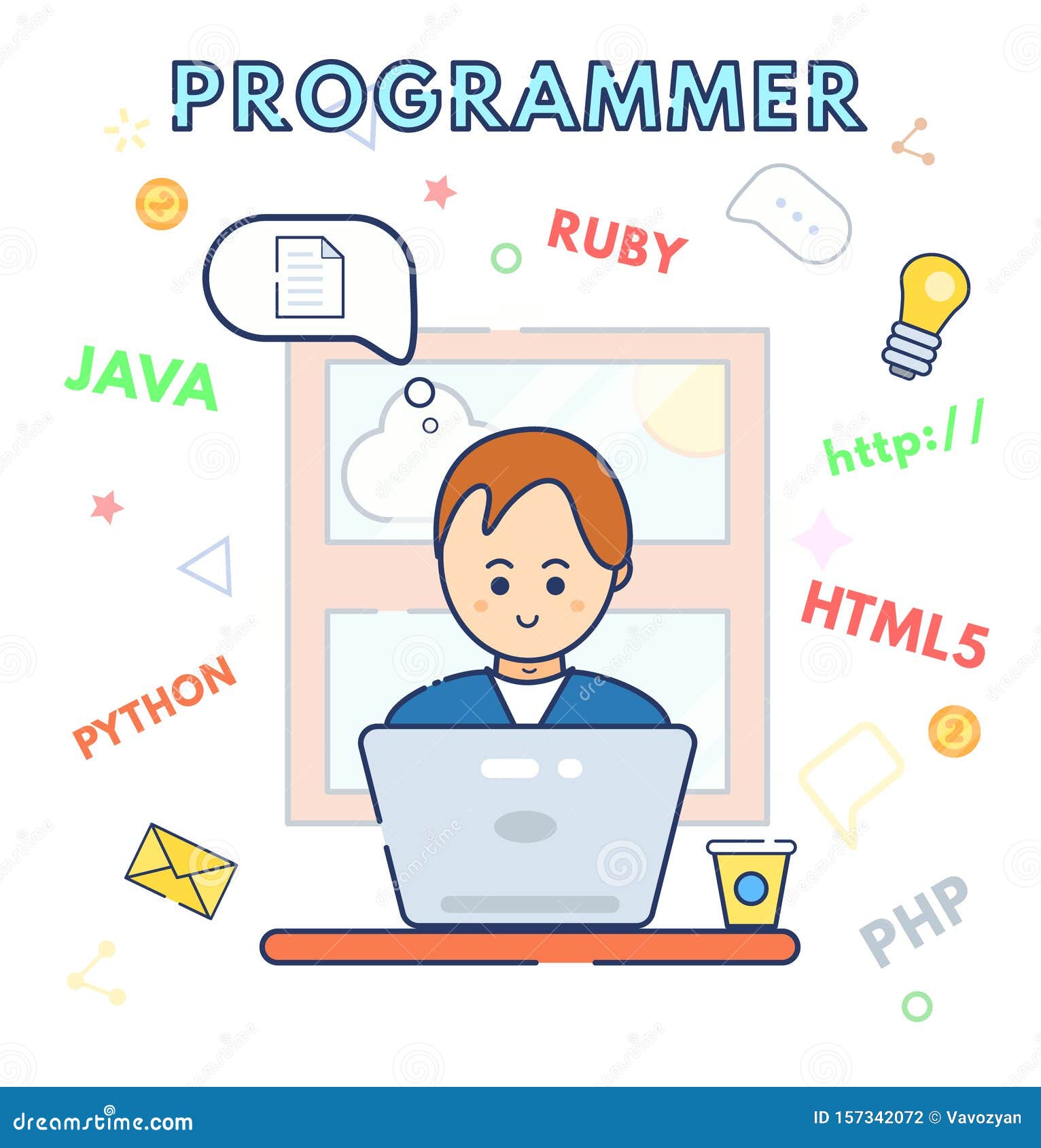 Young character cute stock vector. Illustration of office - 157342072