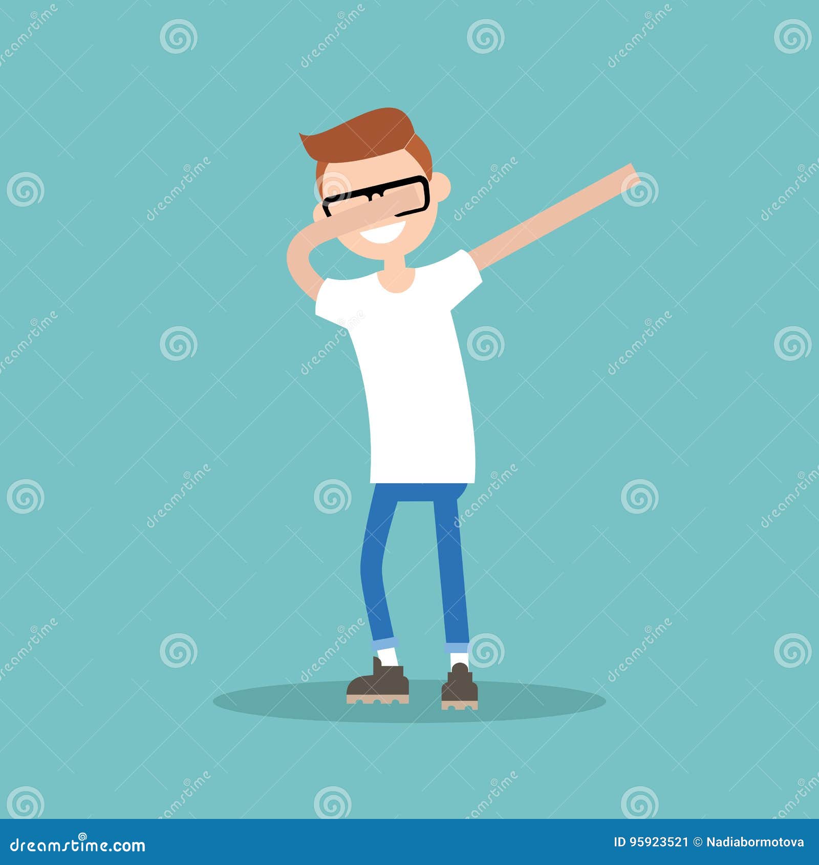 Young Character Making DAB Dance Flat Illustra Stock Illustration ...