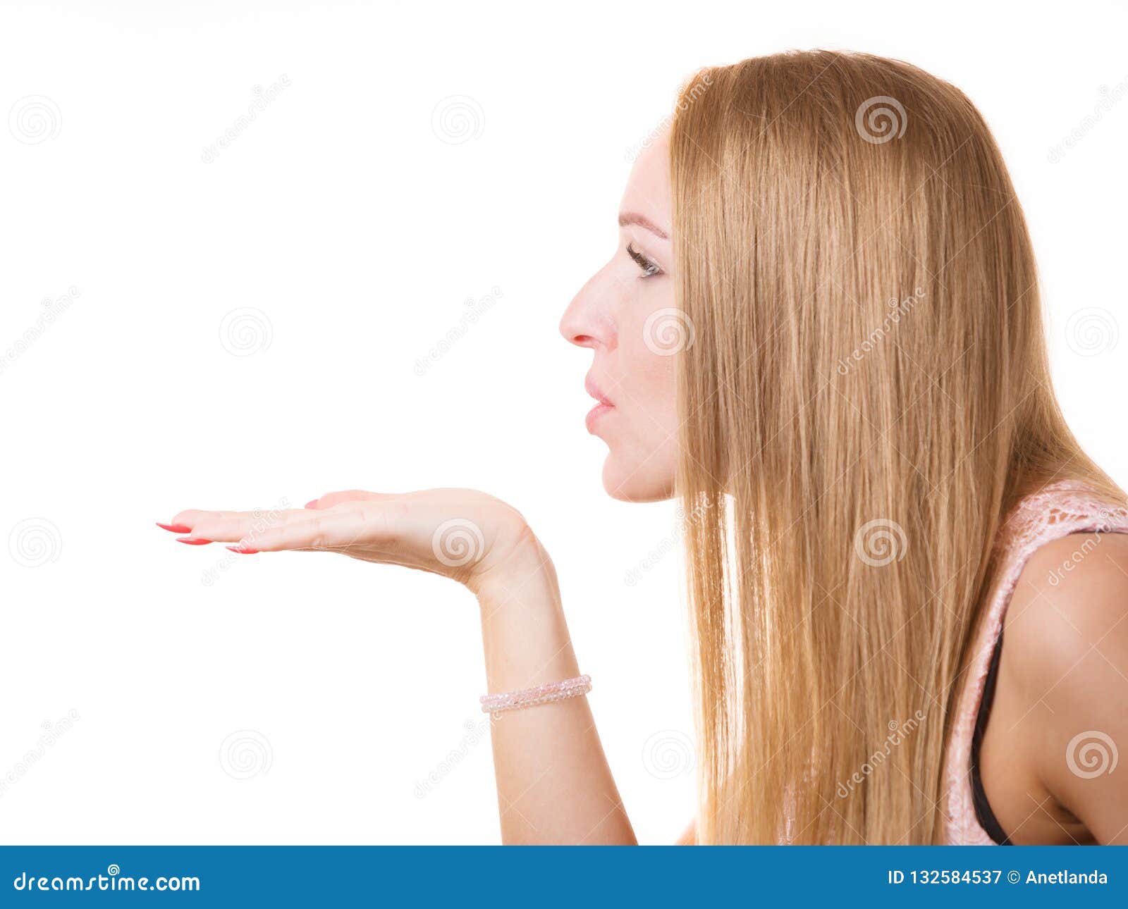 Woman Sending Air Kiss Stock Image Image Of Blow Lady 132584537