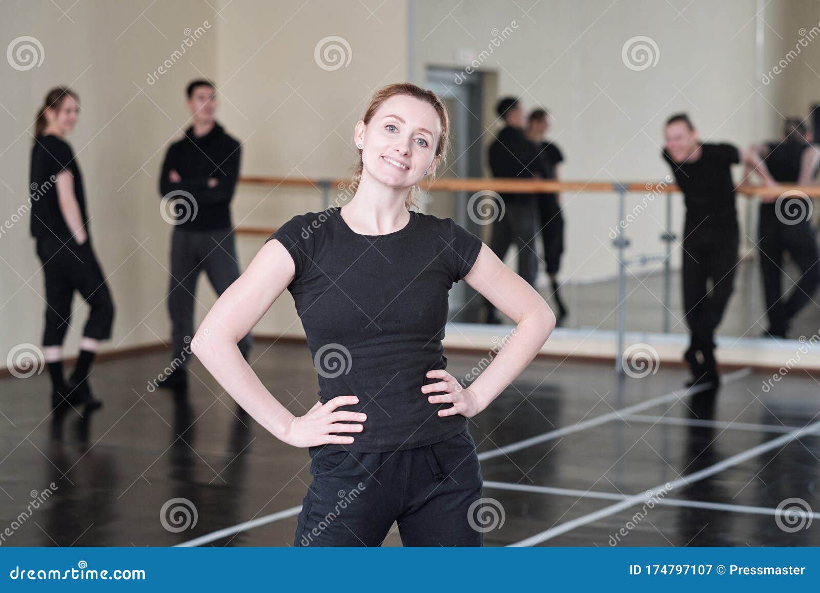 Young Cheerful Instructor of Modern Dancing Course Standing in Akimbo ...