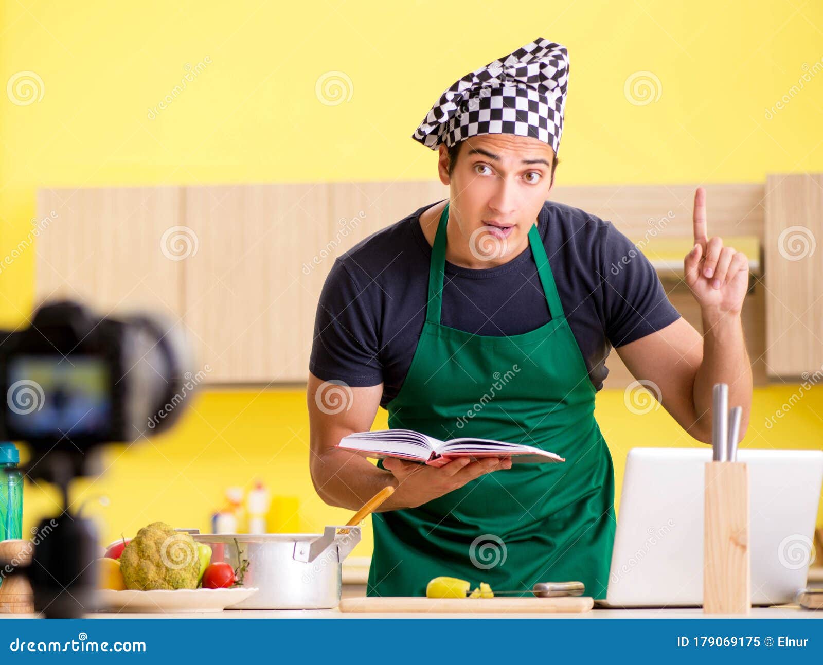 Young Chef Blogger Explaining Food Preparation Stock Image - Image of ...