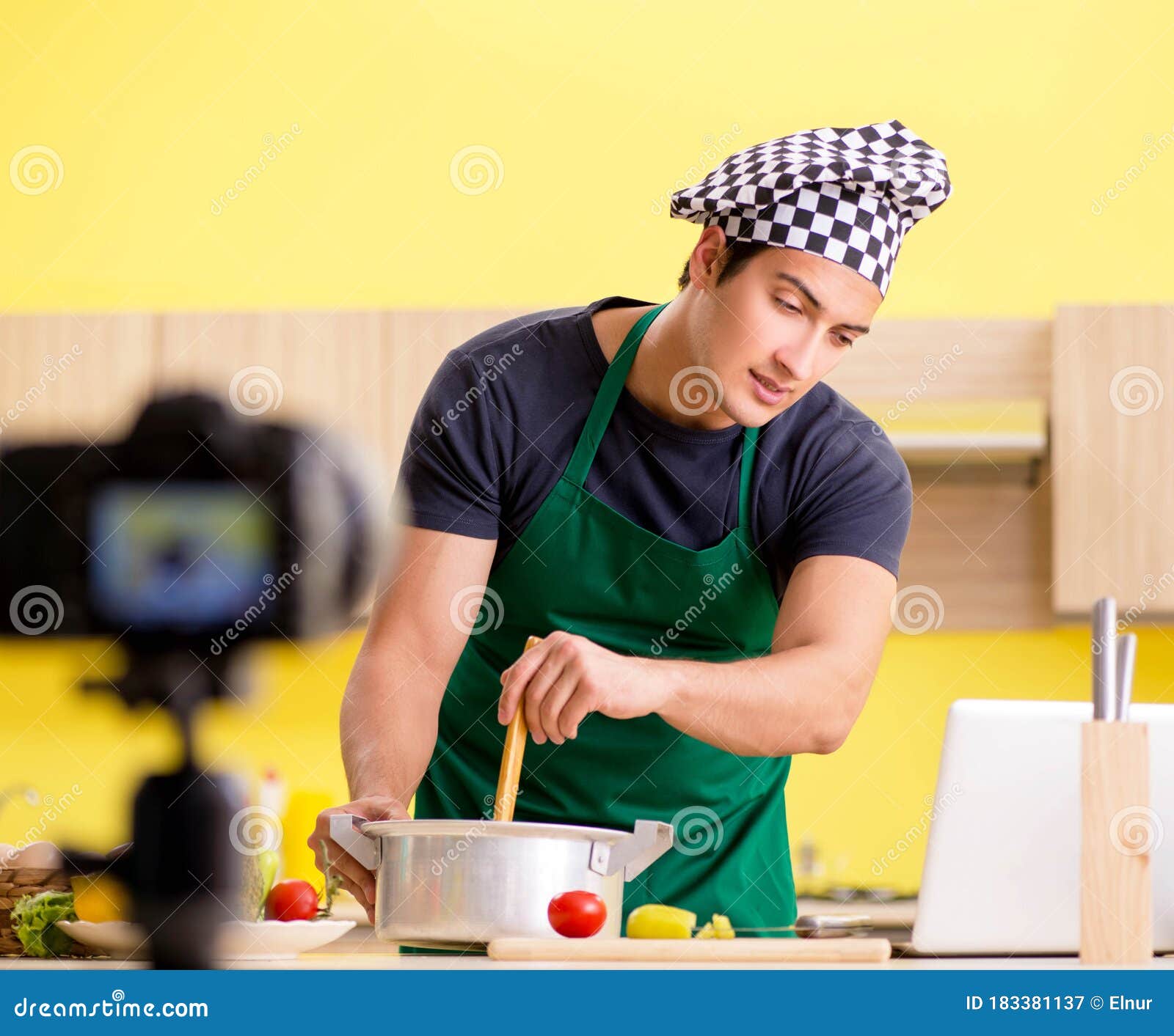 Young Chef Blogger Explaining Food Preparation Stock Image - Image of ...