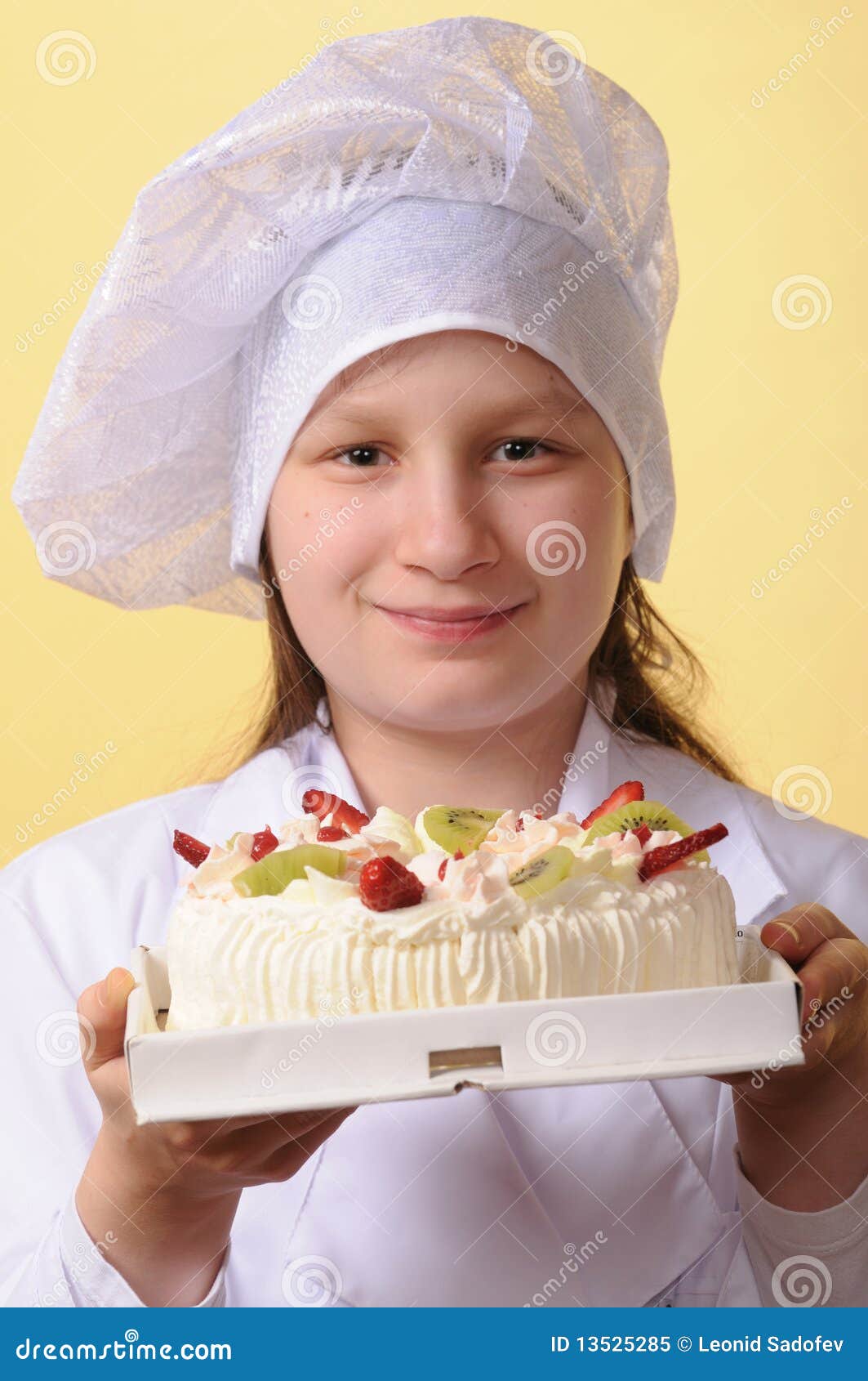 Young chef with cake stock image. Image of sweet, girl - 13525285