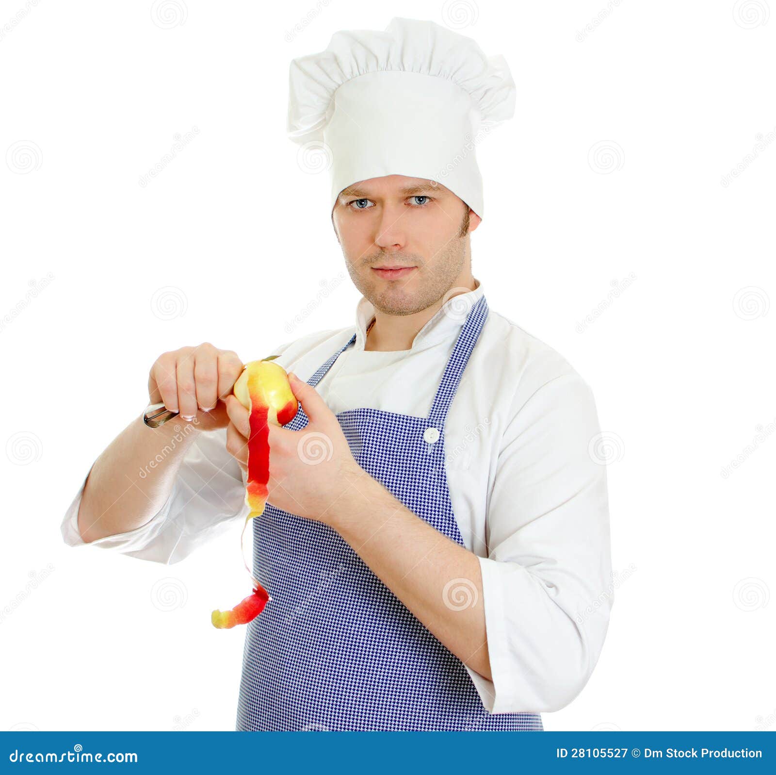Young Chef Cook Pealing Apple. Stock Image - Image of uniform, cook ...