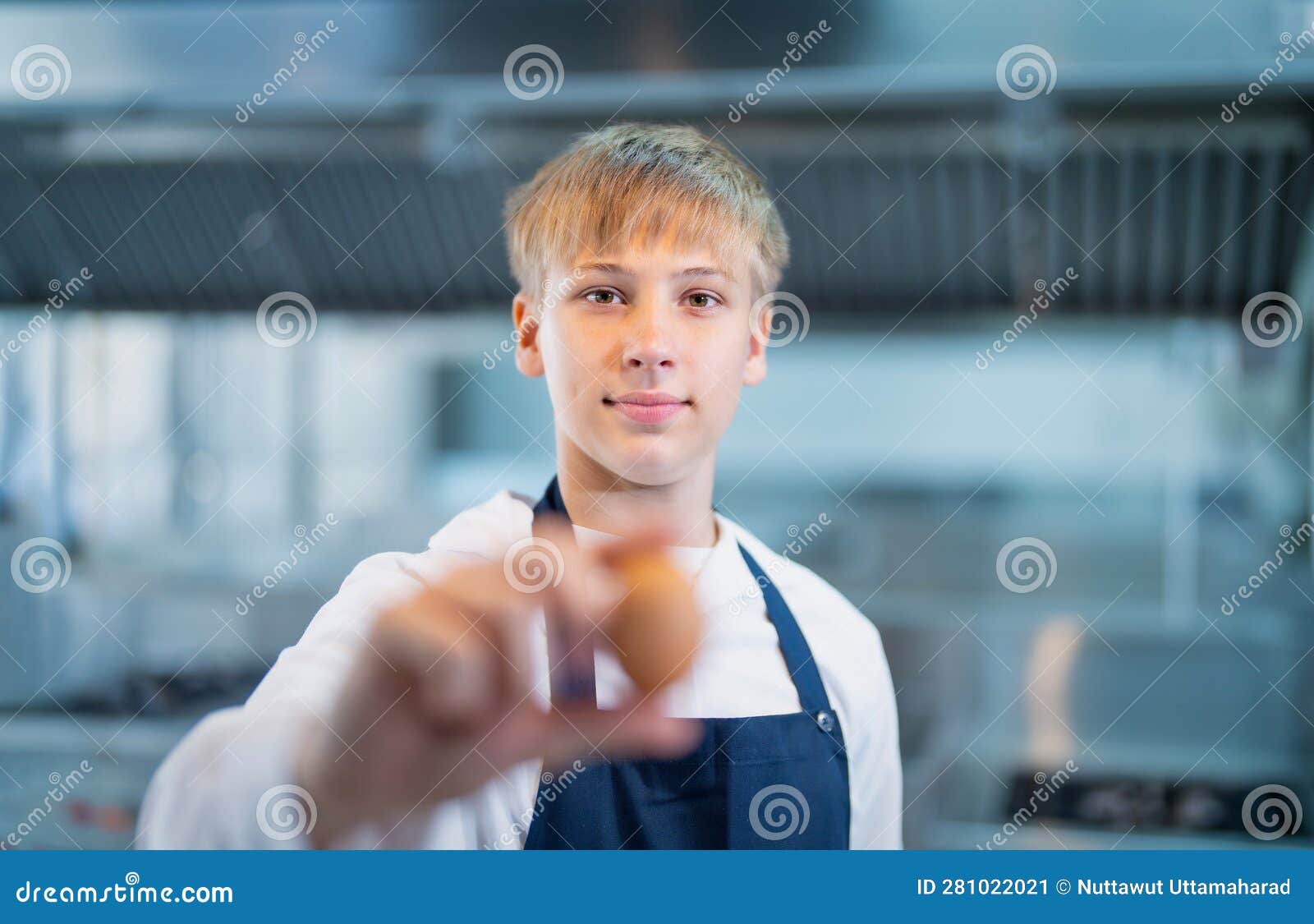 Young Chef Cooking at Restaurant Kitchen Stock Image - Image of happy ...