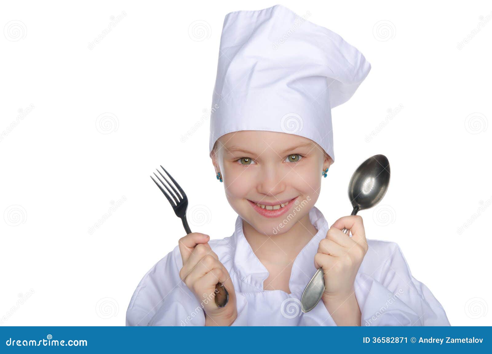 Young Chef with Fork and Spoon Stock Image - Image of domestic, cook ...