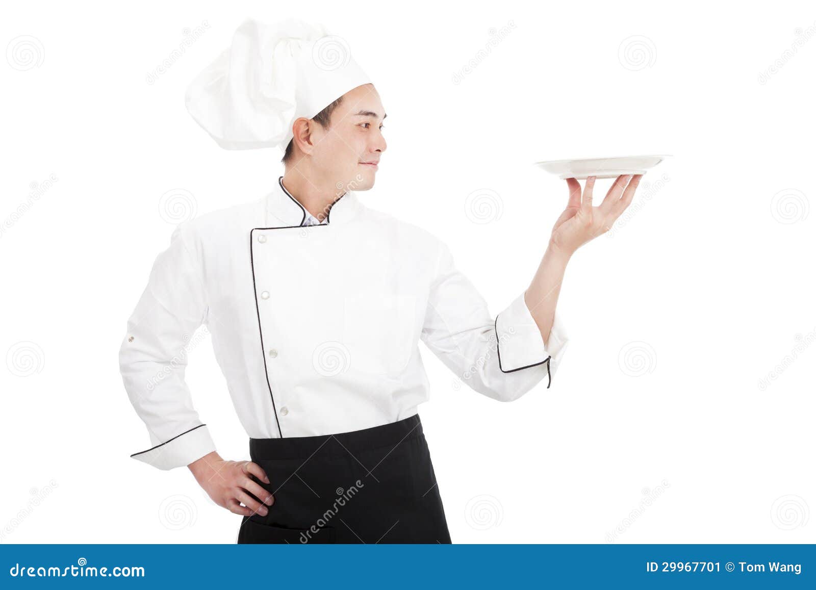 Chef Holding and Looking a Dish Stock Image - Image of handsome ...