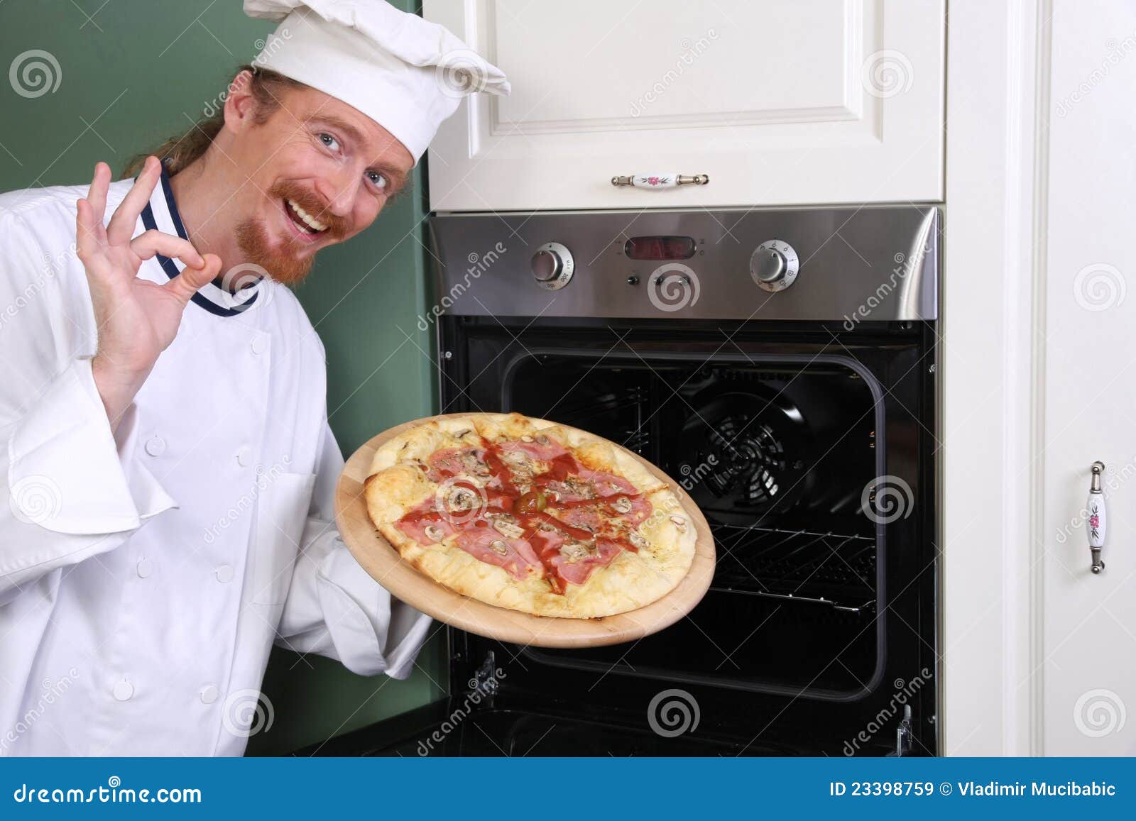 Young Chef with Italian Pizza Stock Image - Image of preparation ...